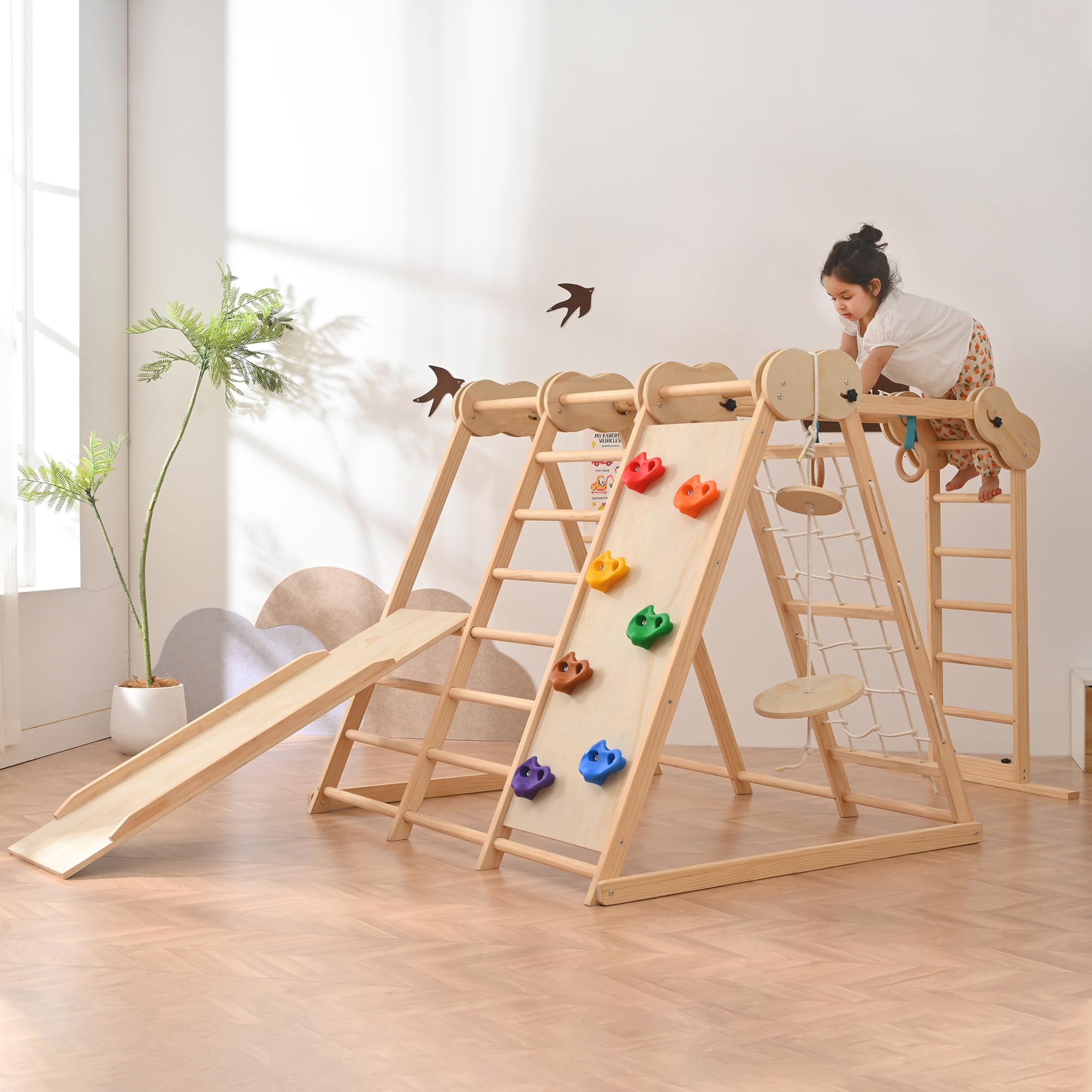 Amazon.com: OLLIKIVI Indoor Playground Jungle Gym, Toddler Climbing ...