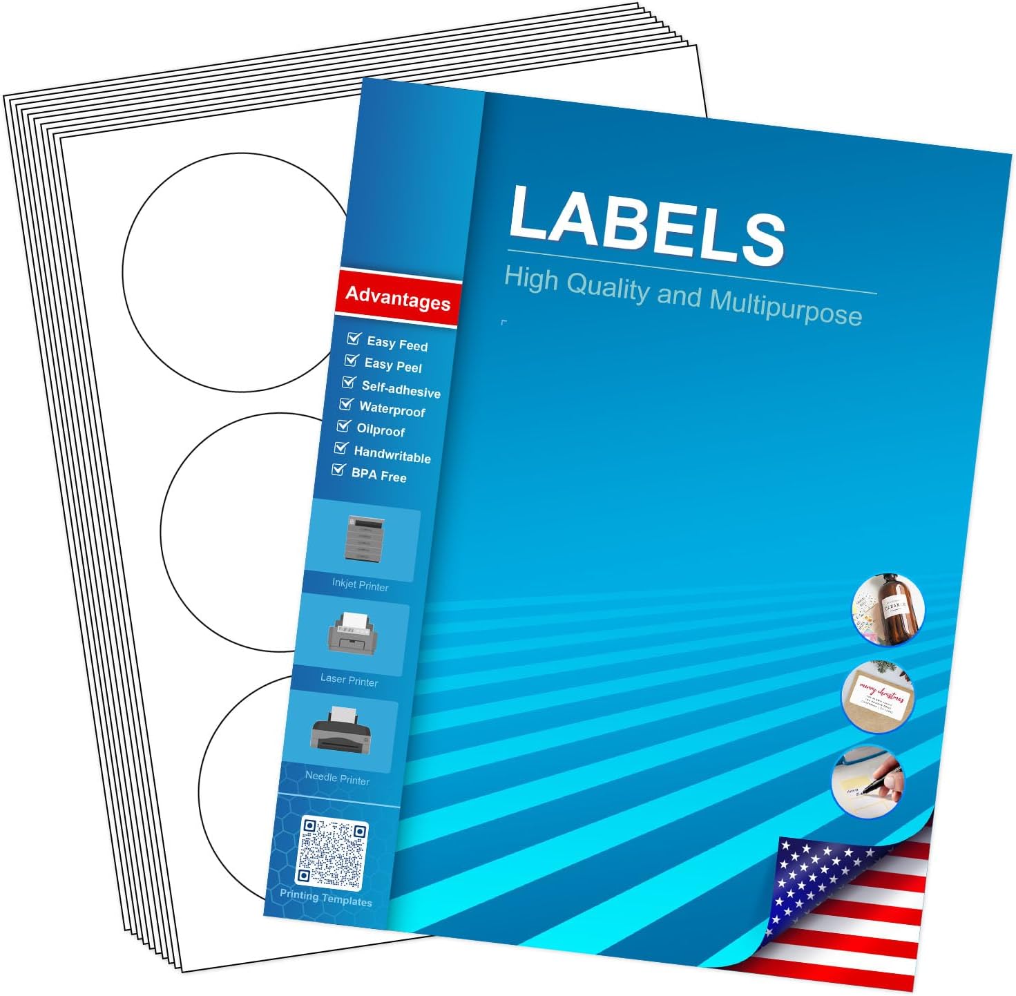 Amazon.com: Nicbuy 3 inch Printable Glossy White Circle Labels 120 Pcs ...