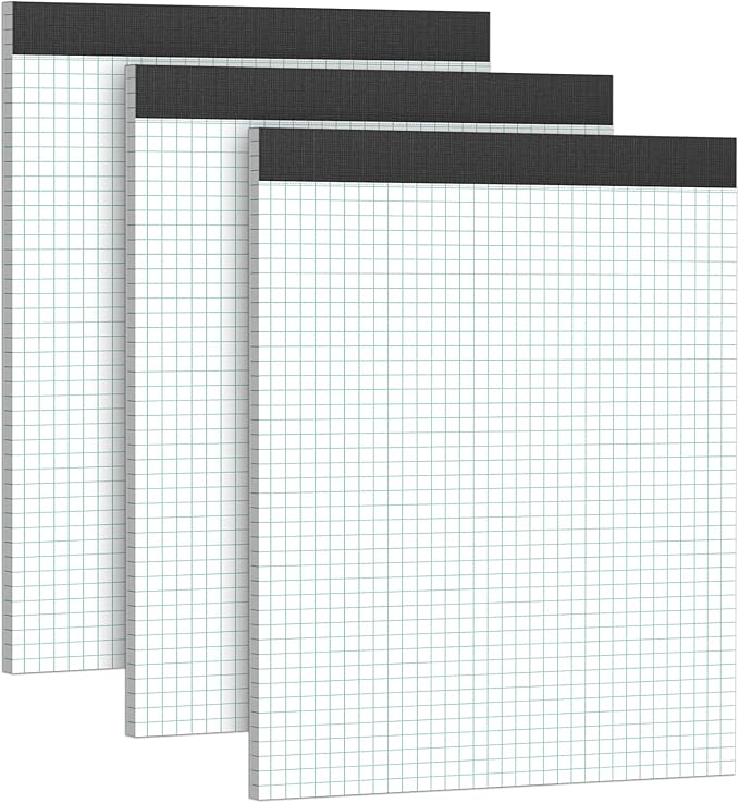Amazon.com : AILZFEI Graph Paper 8.5 x 11 Grid Paper Pad Quad Ruled, 3 ...
