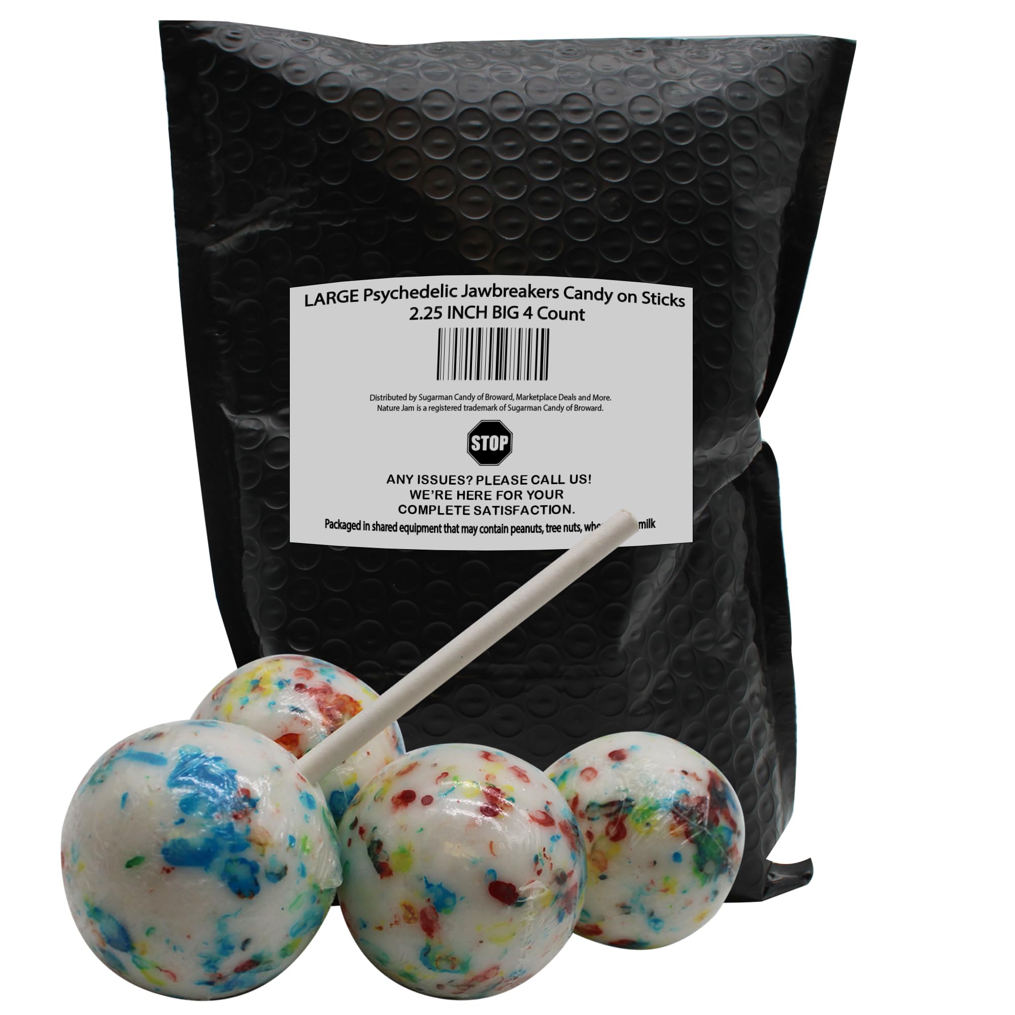 Amazon.com : LARGE Psychedelic Jawbreakers Candy on Sticks 2.25 INCH ...
