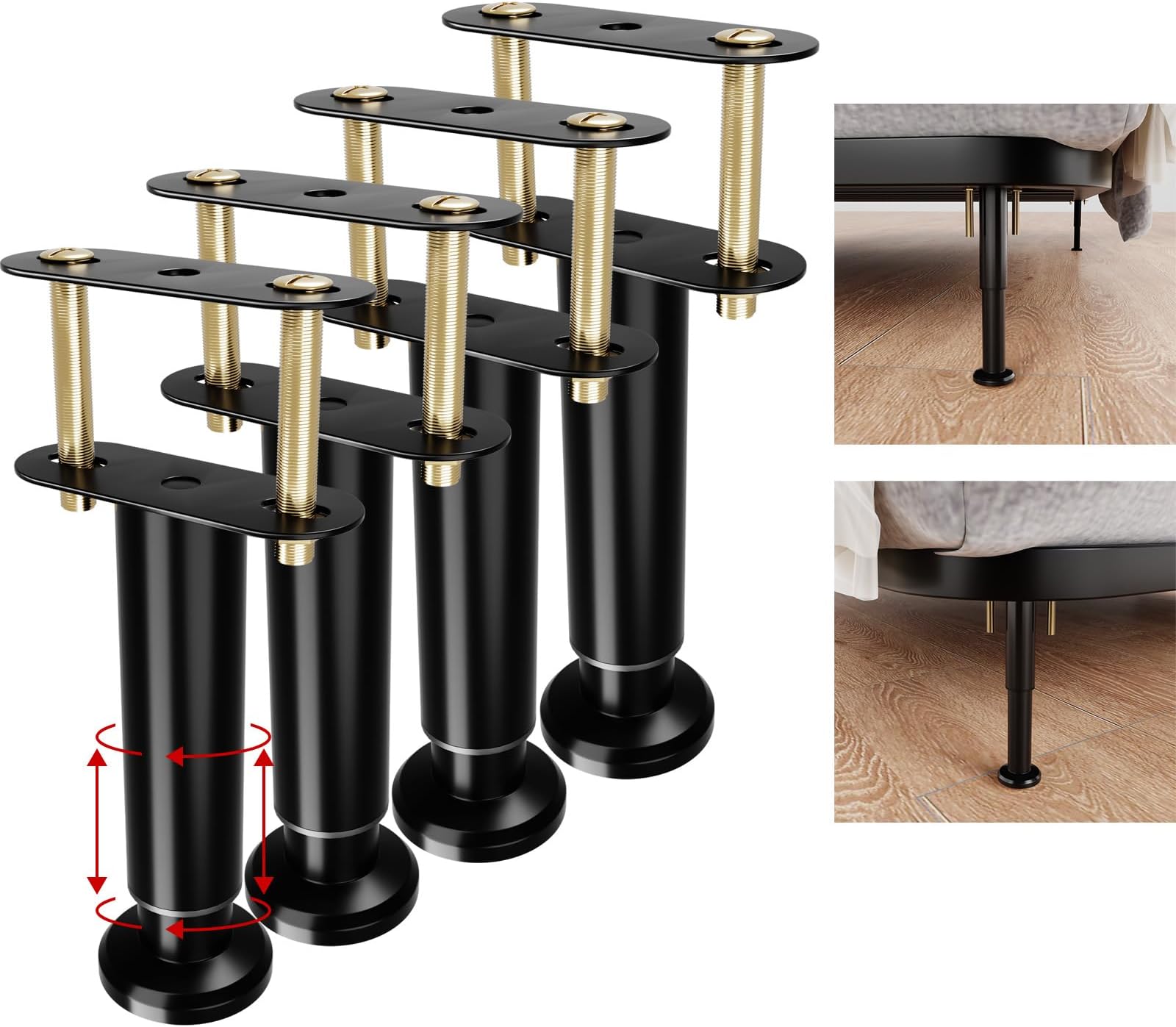 Amazon.com: Adjustable Bed Frame Support Legs,Metal Bed Center Slat ...