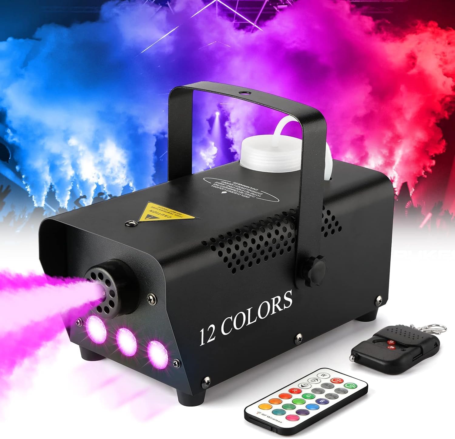 Fansteck Fog Machine with Lights - 3 Stage LED Lights with 12 Colors ...