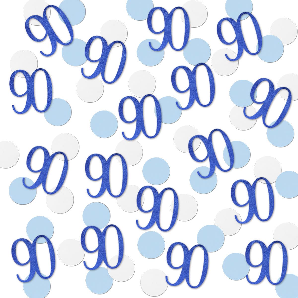 Amazon.com: Blue Glitter 90 Confetti, 90th Birthday Number Confetti ...