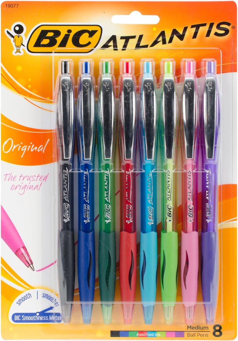 Amazon.com : BIC Atlantis Original Retractable Ballpoint Pens 8/pkg ...