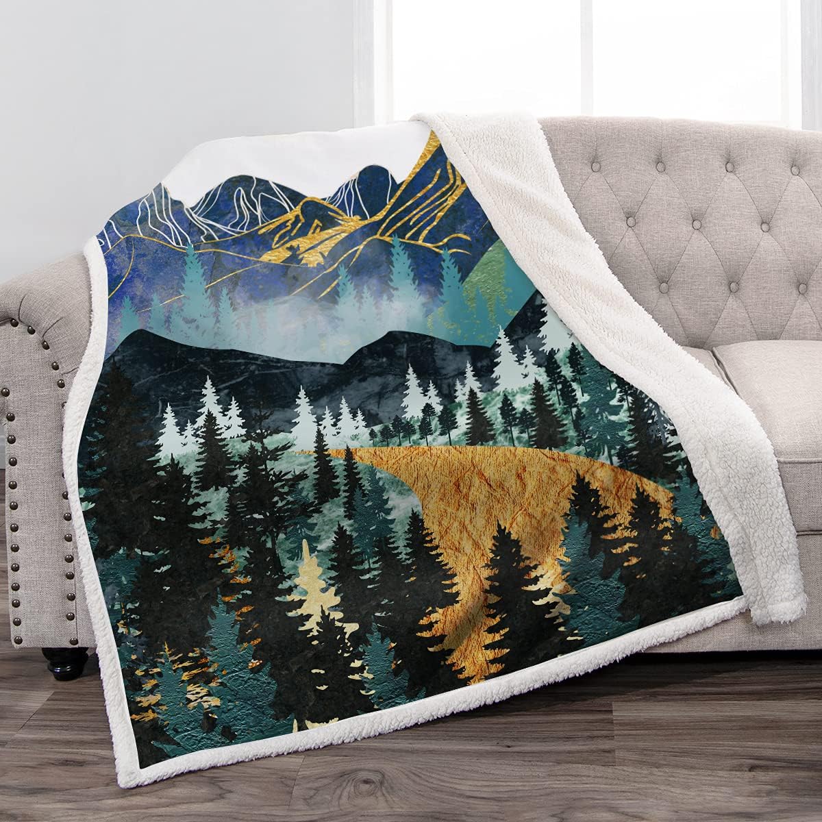 Amazon.com: Neasow Mountain Throw Blanket, Sunset Forest Tree Lake ...