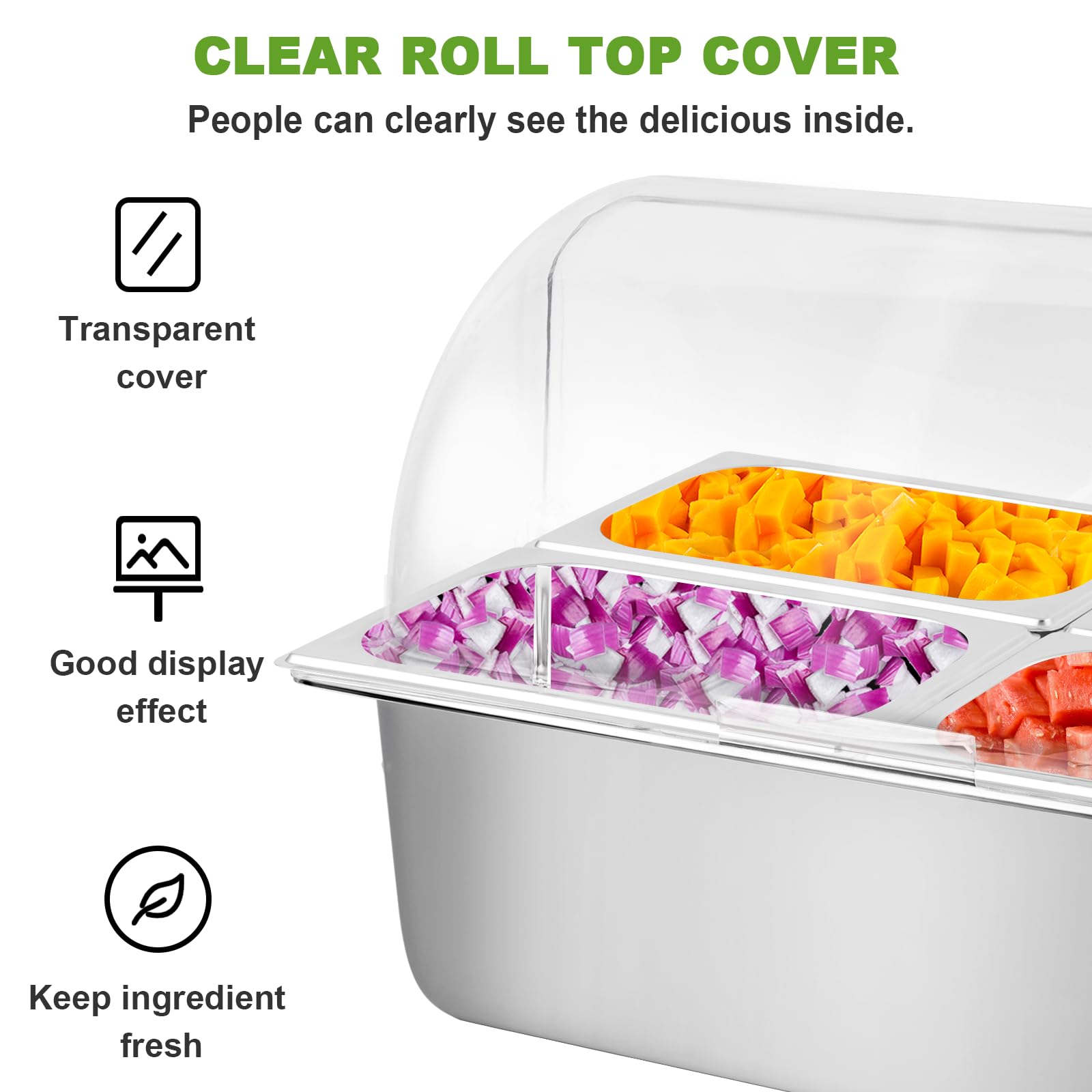 Snapklik.com : Cold Ice Food Serving Display Tray 4 Pans 2 Ice Packs w ...