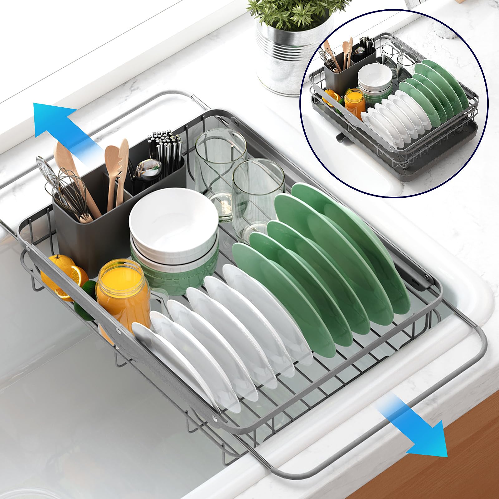 Amazon.com - Kitsure Dish Drying Rack- Space-Saving Dish Rack, Dish ...