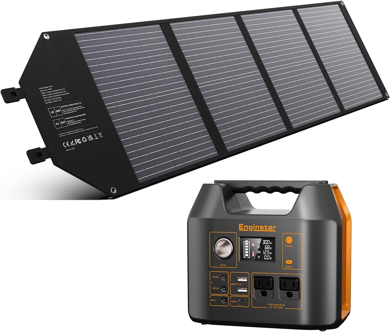 Amazon.com : EnginStar Solar Generator 300W, 100W Solar Panel, 80 ...