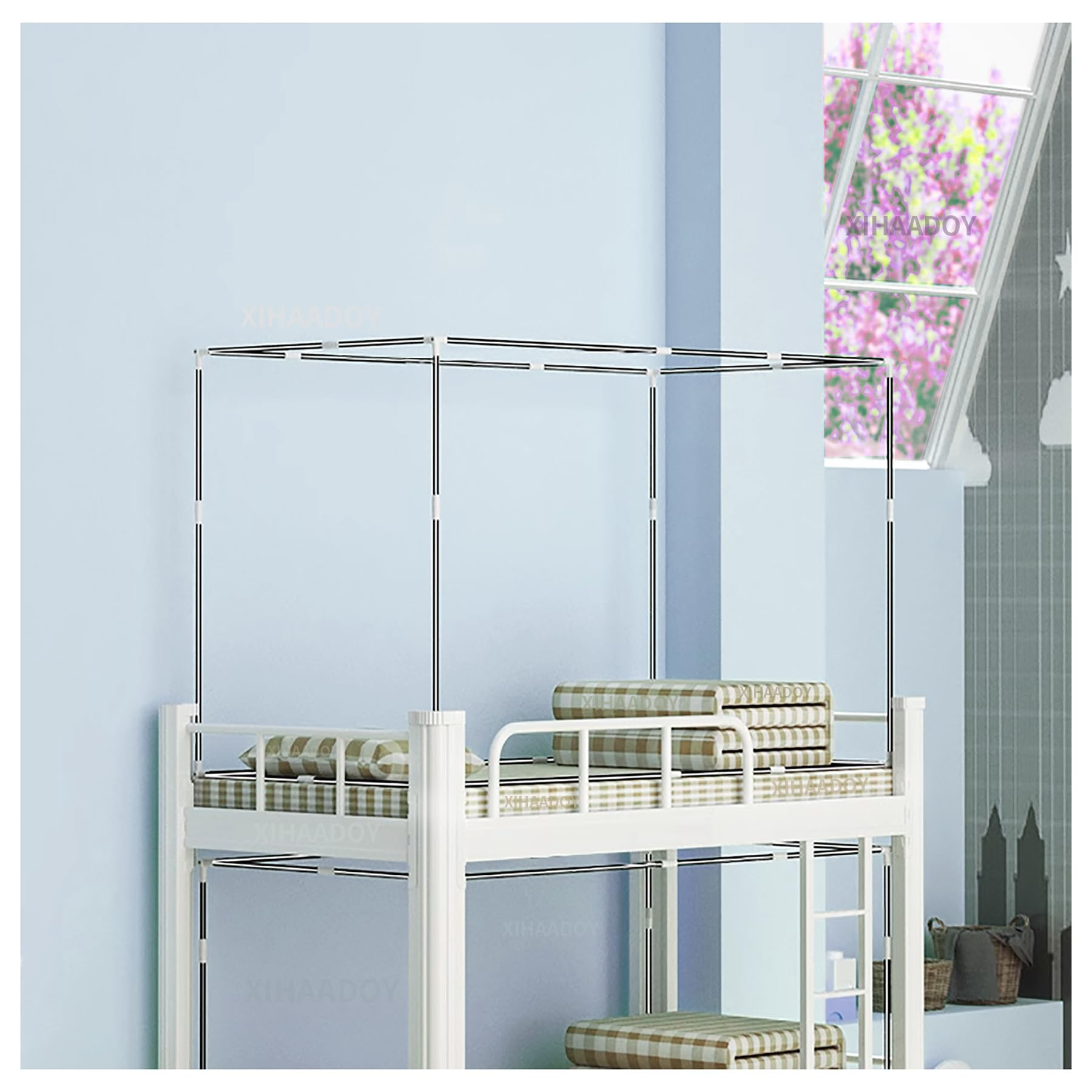 Amazon.com: XIHAADOY Retractable Canopy Bed Frame Post Poles Bunk Bed ...