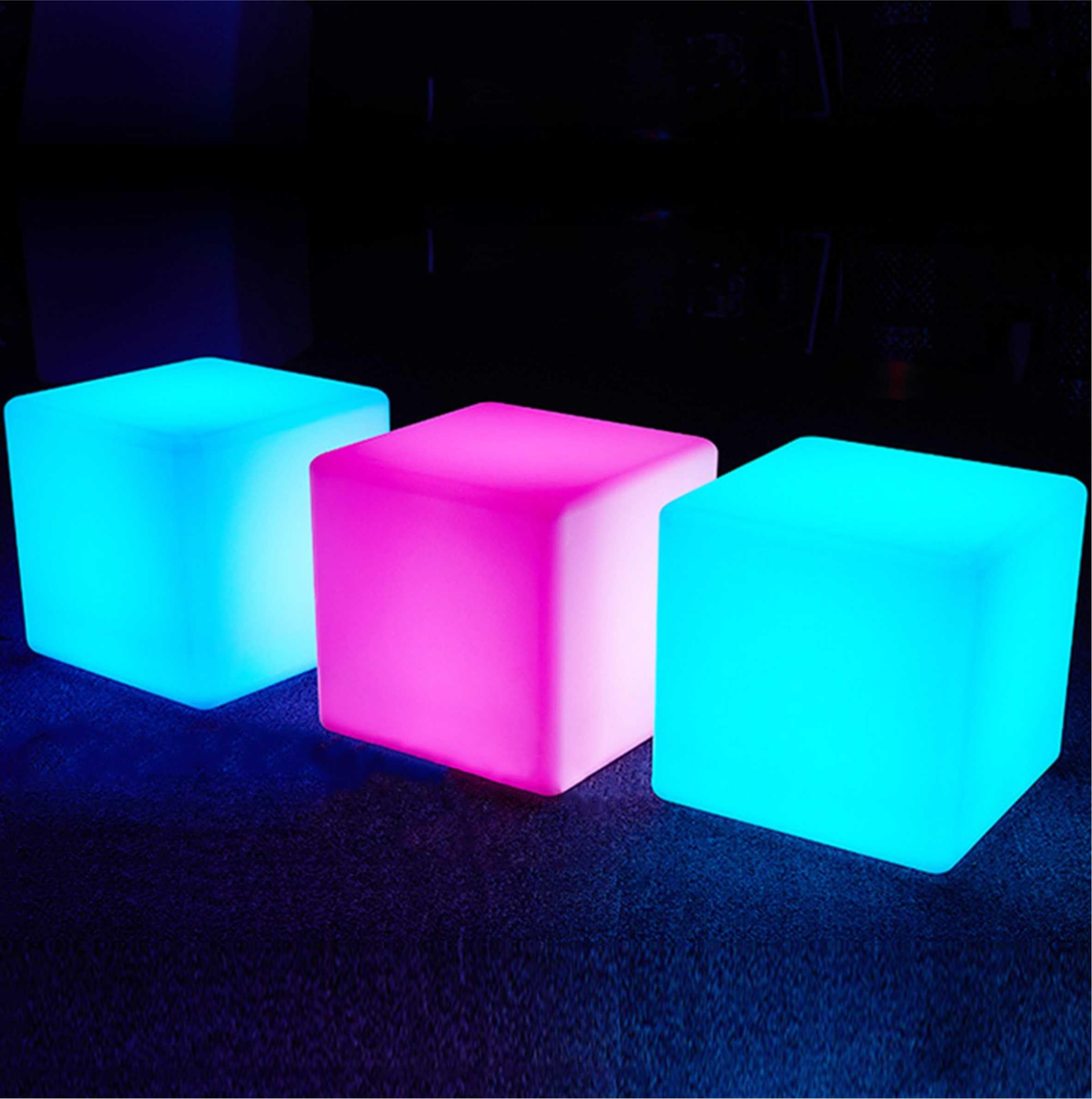 12-Inch LED Cube Chair 16 RGB Colors Changing LED Cube Light with ...