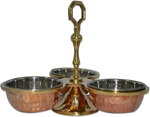 Amazon.com: Copper Table Serveware Dishes Condiment Pickle Holder 3 ...