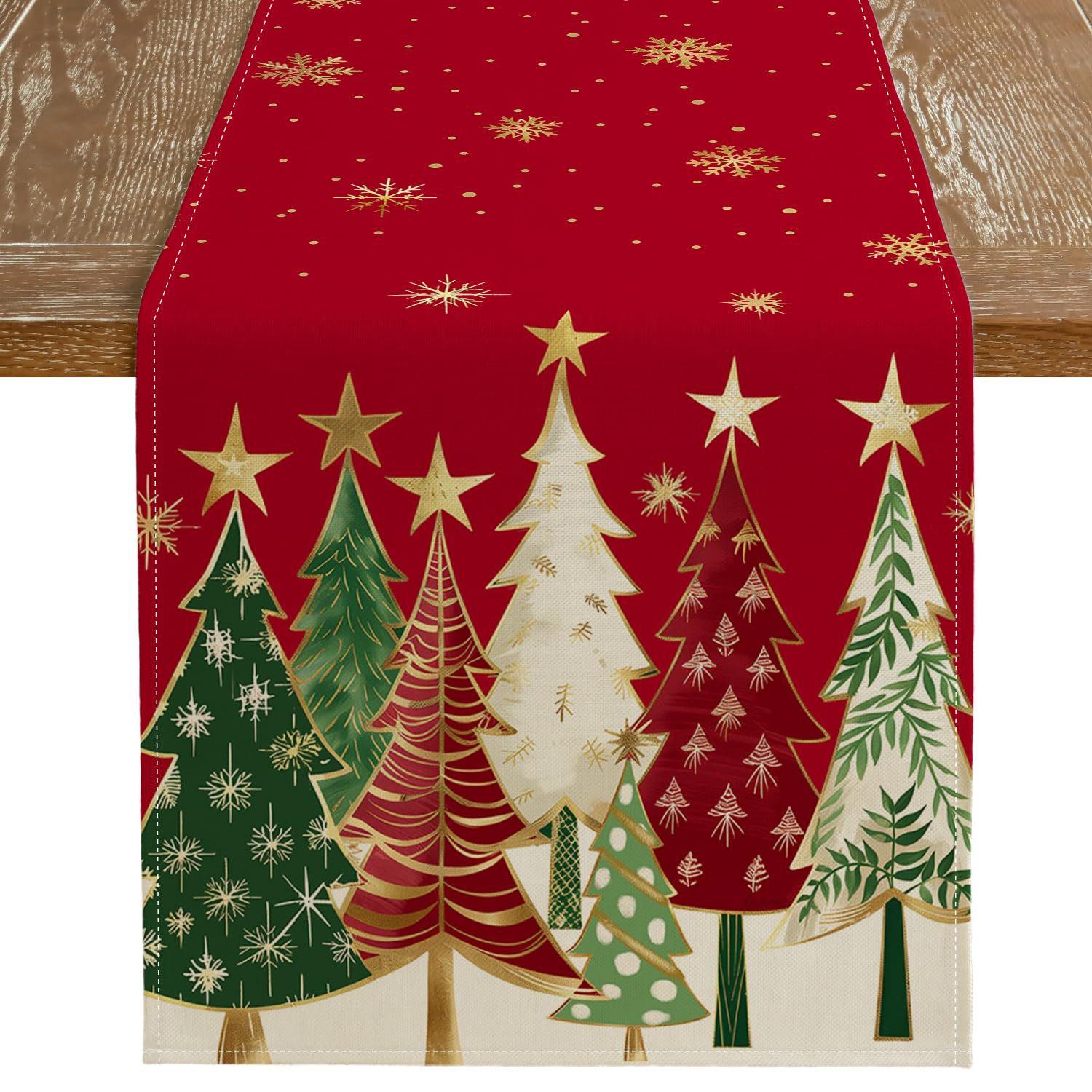 Amazon.com: DineDia Christmas Tree Red Table Runner 13x36 Inches ...