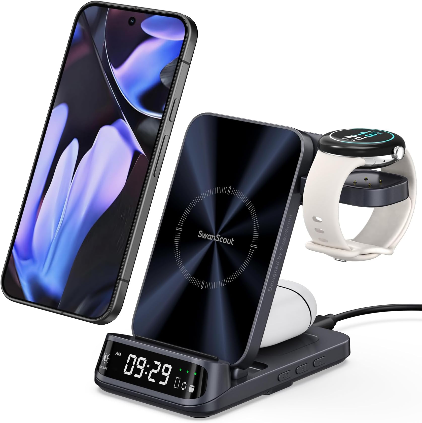 Amazon.com: SwanScout Wireless Charger for Pixel Watch 3/2/Fitbit Versa ...