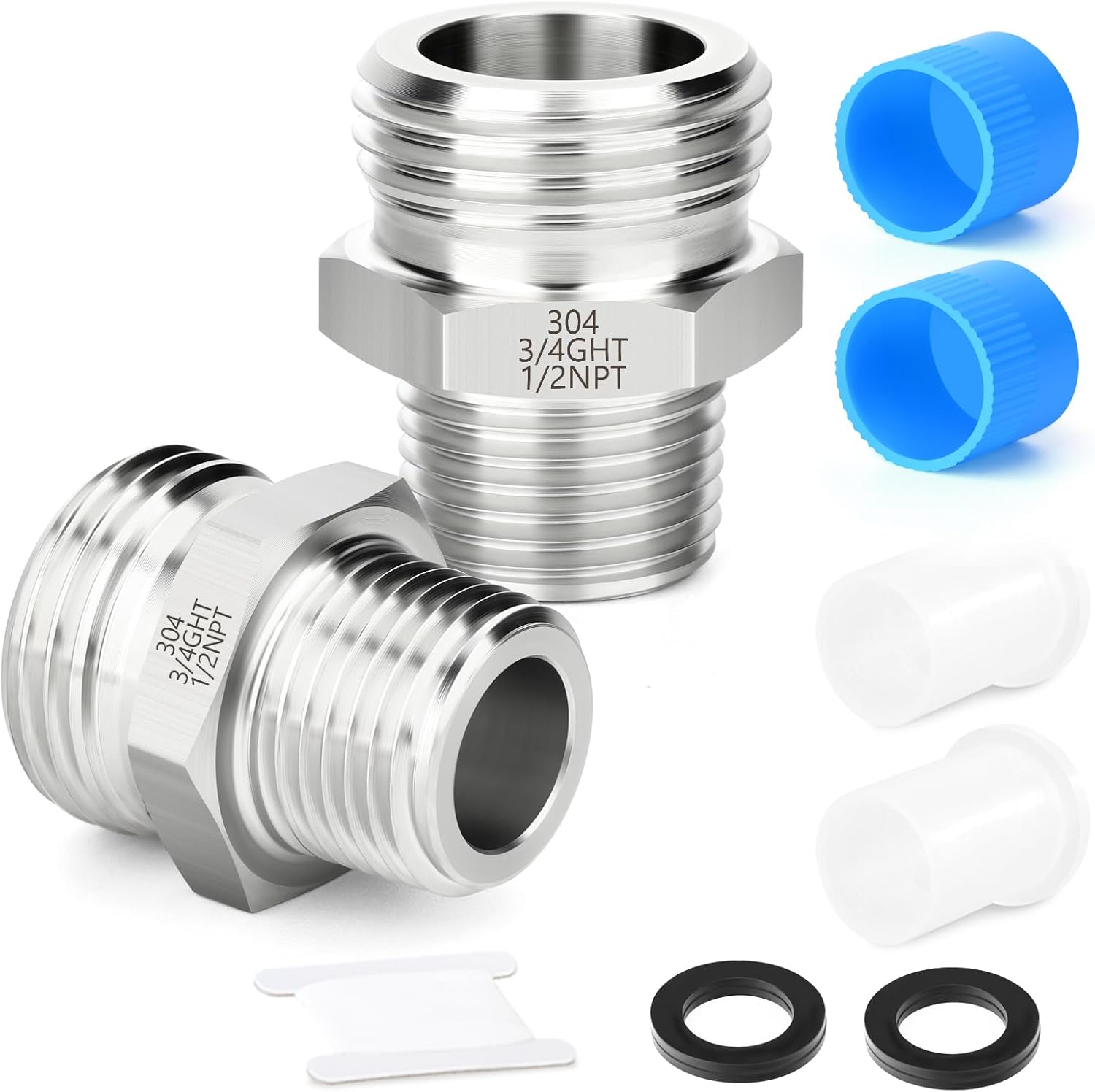 Amazon.com : TAISHER 2PCS 304 Stainless Steel Garden Hose Adapter, 3/4 ...