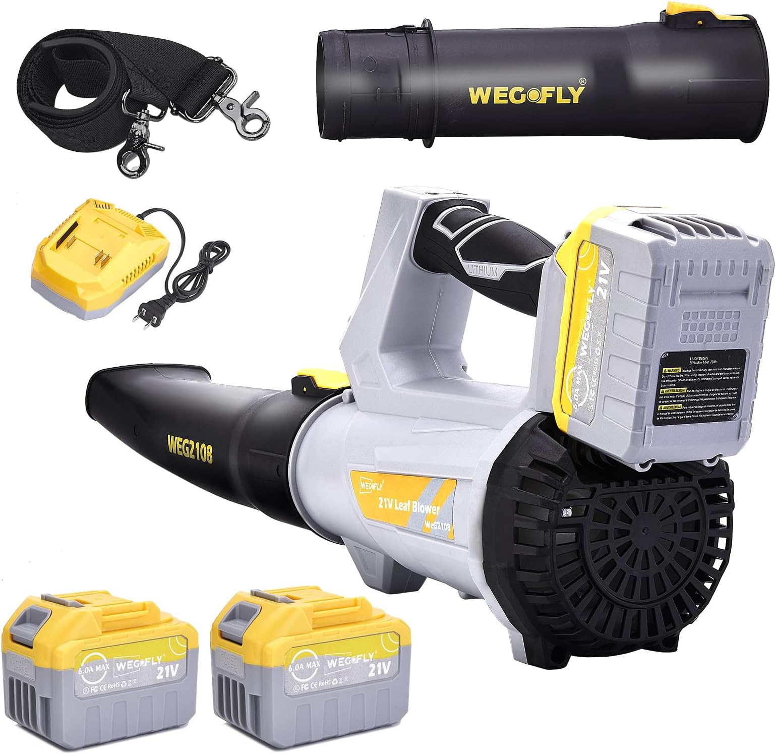 Amazon.com: Cordless Leaf Blower with 2 X 5.0 Battery & Charger,460CFM ...