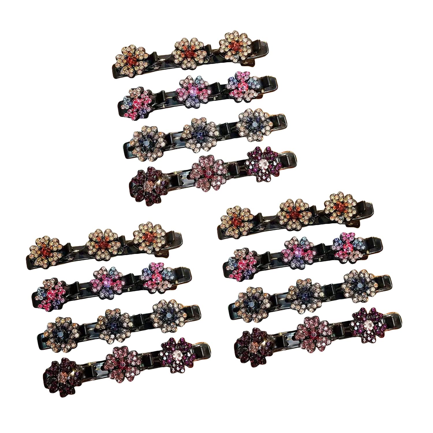 12Pcs Rsvelte Braided Hair Clips,Satin Fabric Hair Clips,Clover ...
