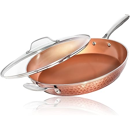 Amazon.com: MasterPan Copper tone 12-inch Ceramic Non-stick Wok with ...