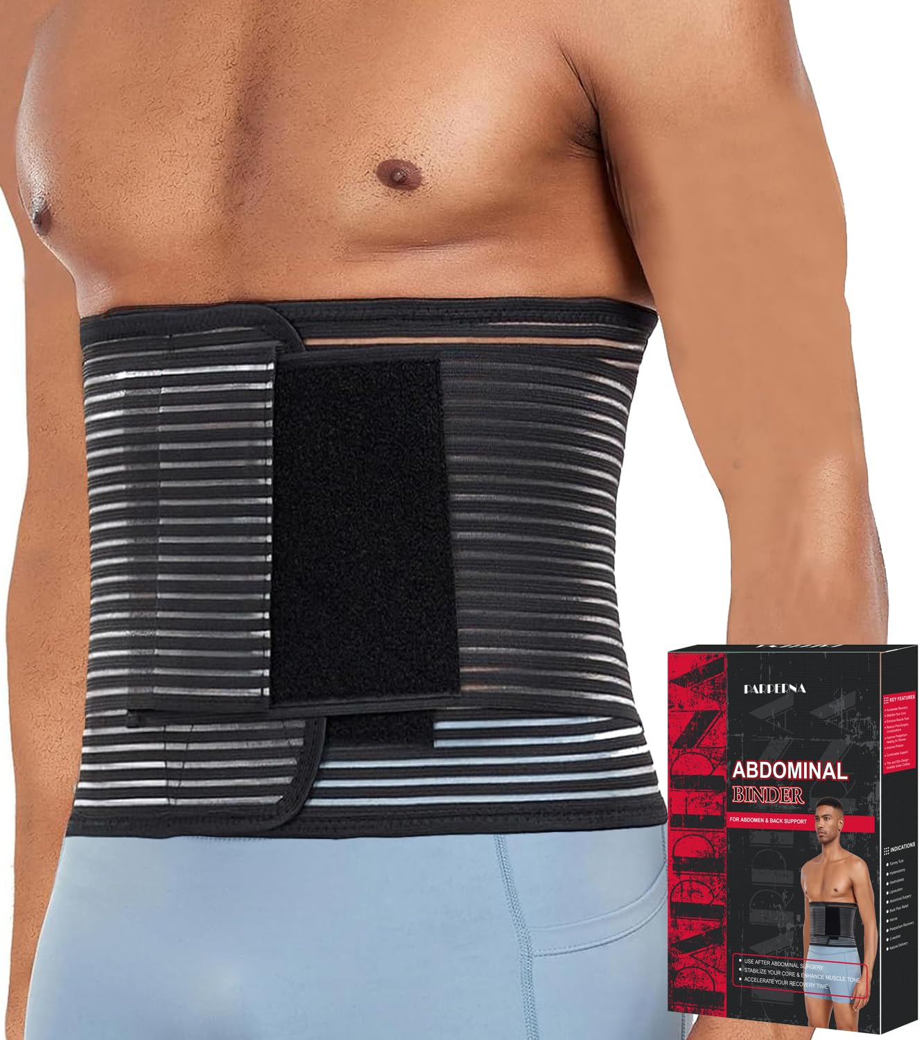 Amazon.com: PARPERNA Abdominal Binder Post Surgery Hernia Support Belt ...