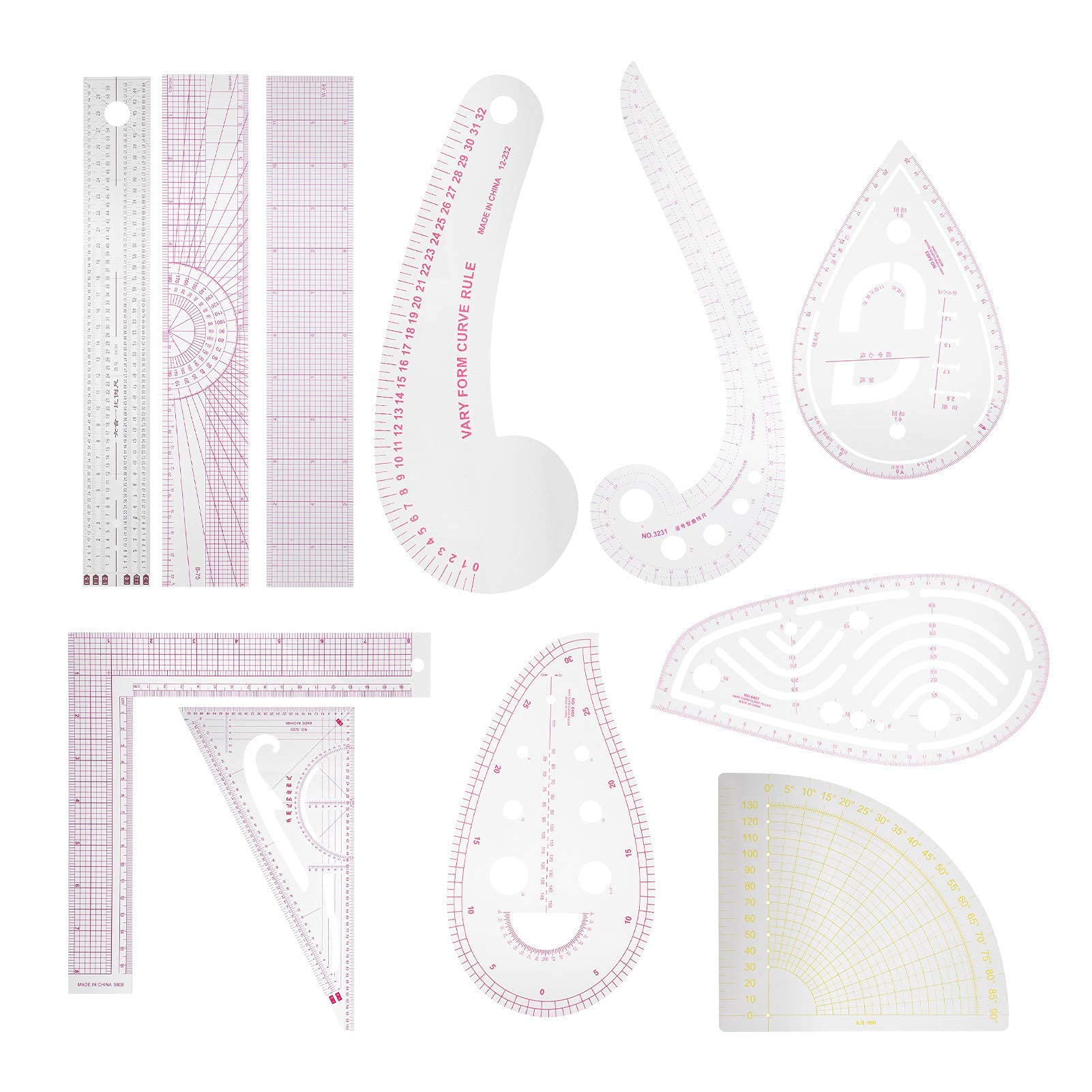 Snapklik.com : 11pcs Clear Metric Sewing Ruler Set, Plastic Pattern ...