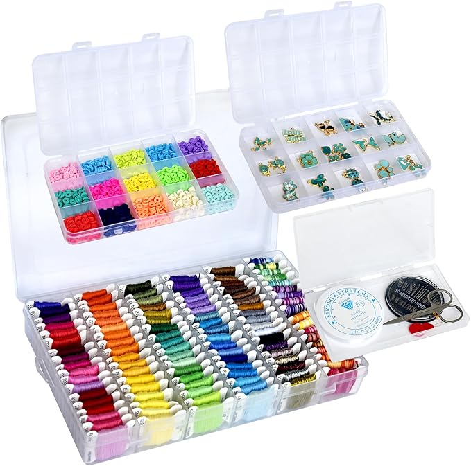 Amazon.com: 1643Pcs Friendship Bracelet String Kits with Storage Box ...