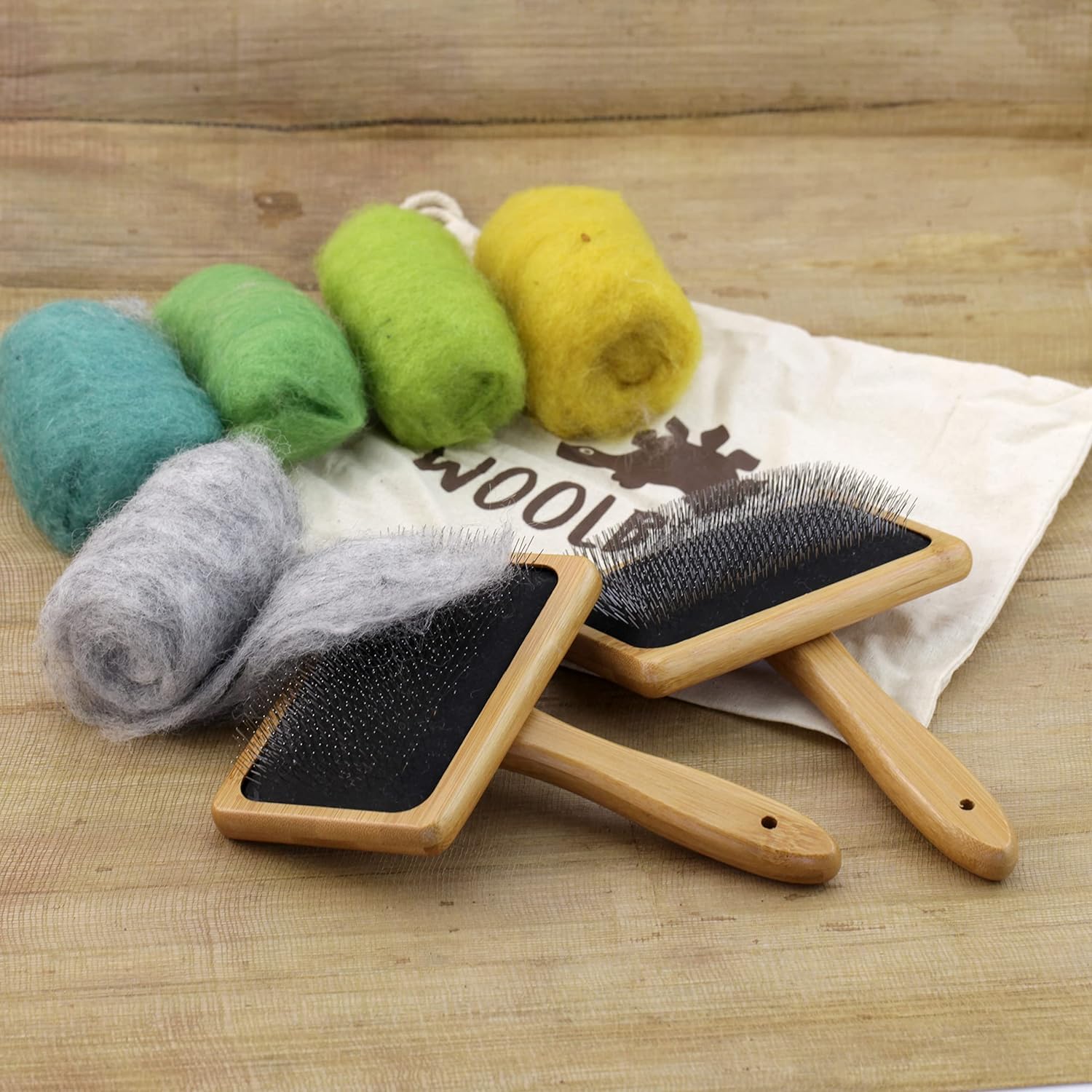 Diy Felting Kit Woolbuddy Hand Carders & 24 Color Merino Wool Felting ...