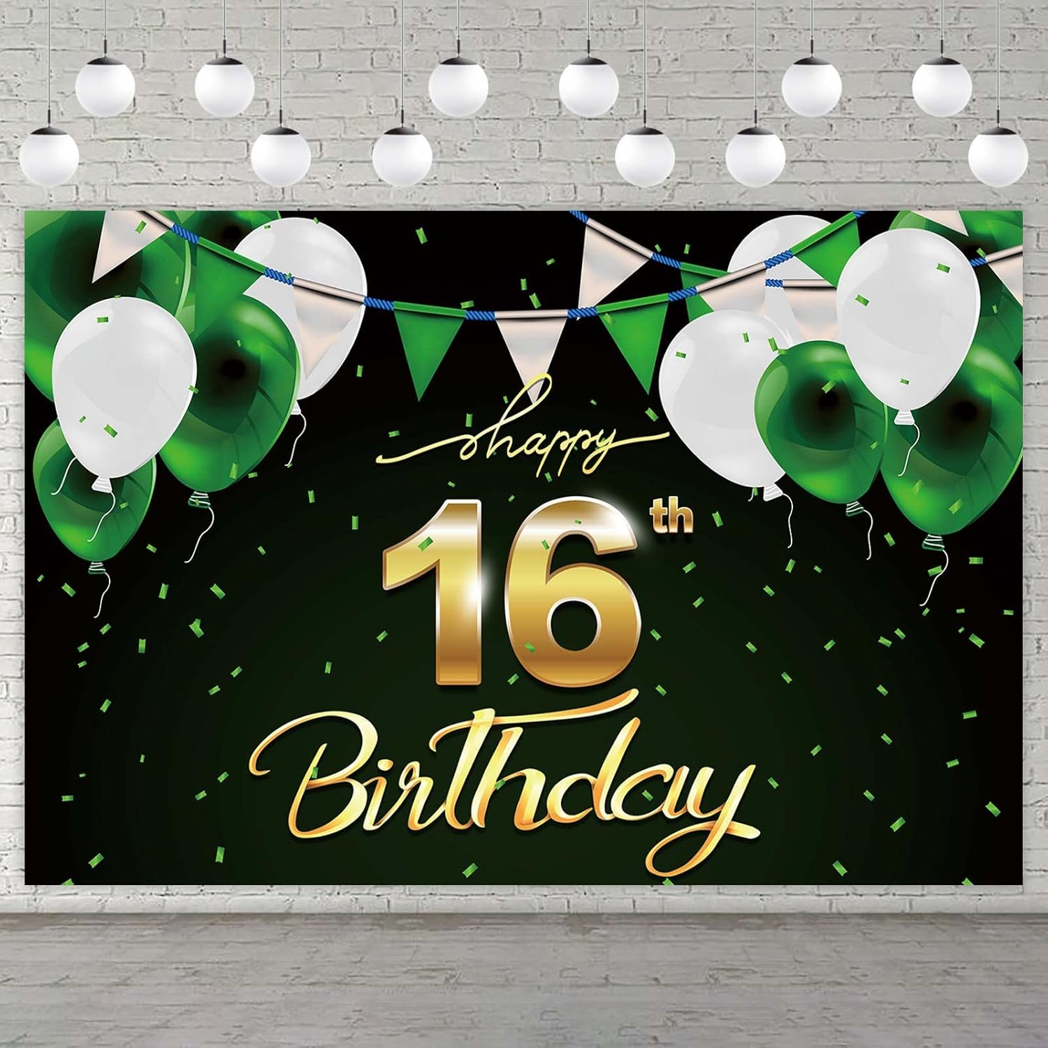 Amazon.com: Happy 16th Birthday Black Banner Backdrop Background Photo ...