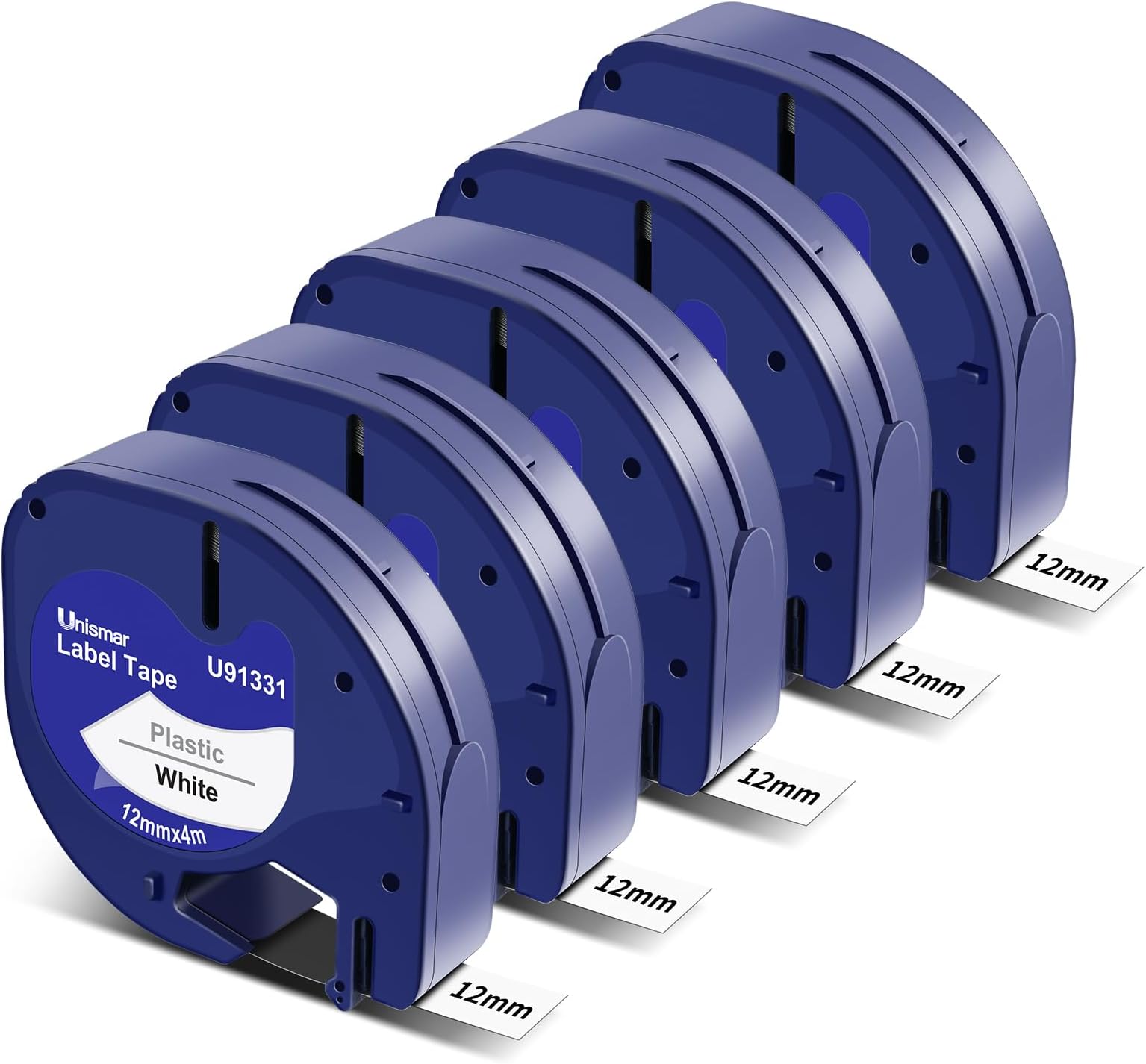 Amazon.com: 5 Paper + 5 Plastic Compatible DYMO Letratag Refills, White Print on Black, 12mm x ...