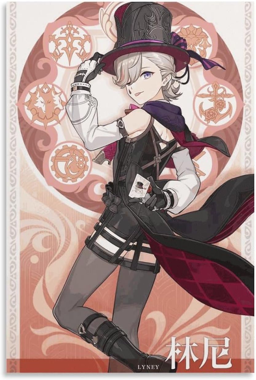 Amazon.com: Lyney Genshin Impact Game Poster Cartoon Posters Art Print ...