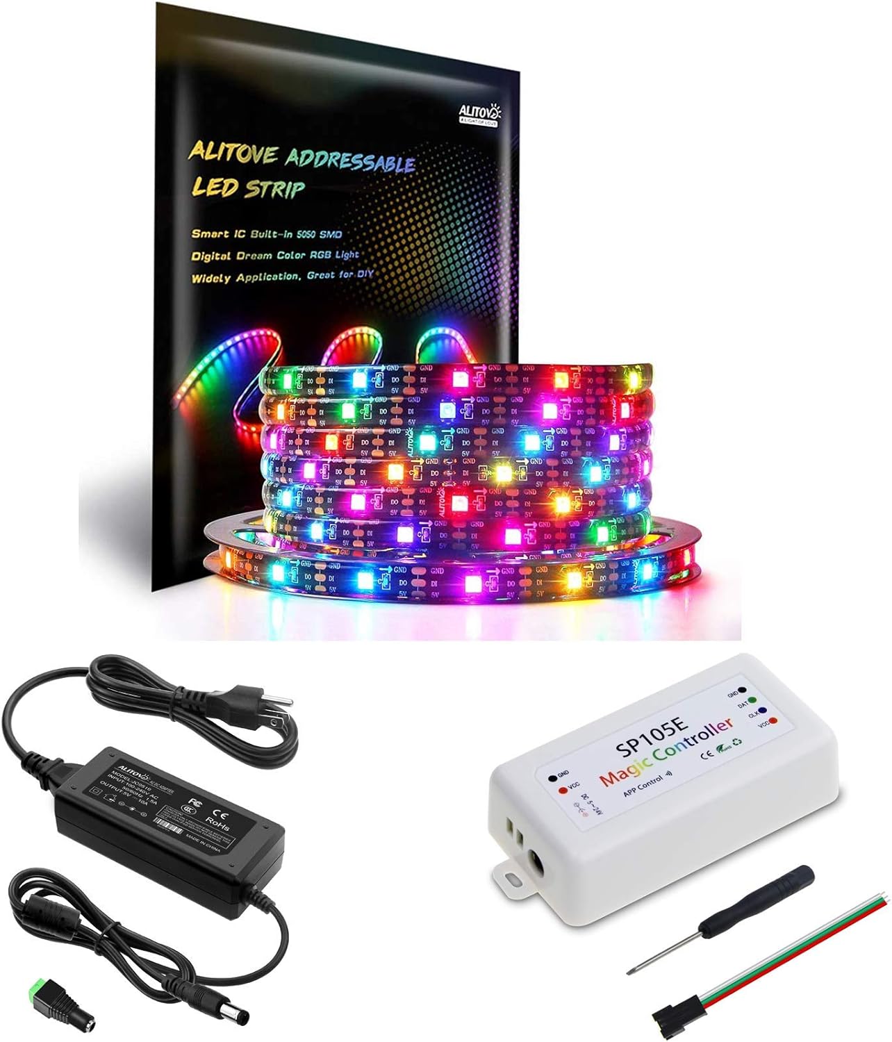 Amazon.com: ALITOVE 16.4ft WS2812B Individually Addressable RGB LED ...