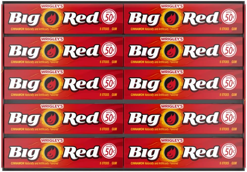 Amazon.com : WRIGLEY'S BIG RED Chewing Gum Bulk Pack, 5 Sticks Per Pack ...