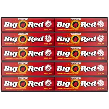 Amazon.com : WRIGLEY'S BIG RED Chewing Gum Bulk Pack, 5 Sticks Per Pack ...