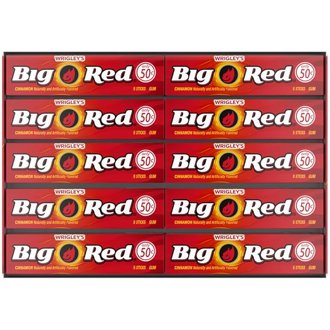 Amazon.com : WRIGLEY'S BIG RED Chewing Gum Bulk Pack, 5 Sticks Per Pack ...