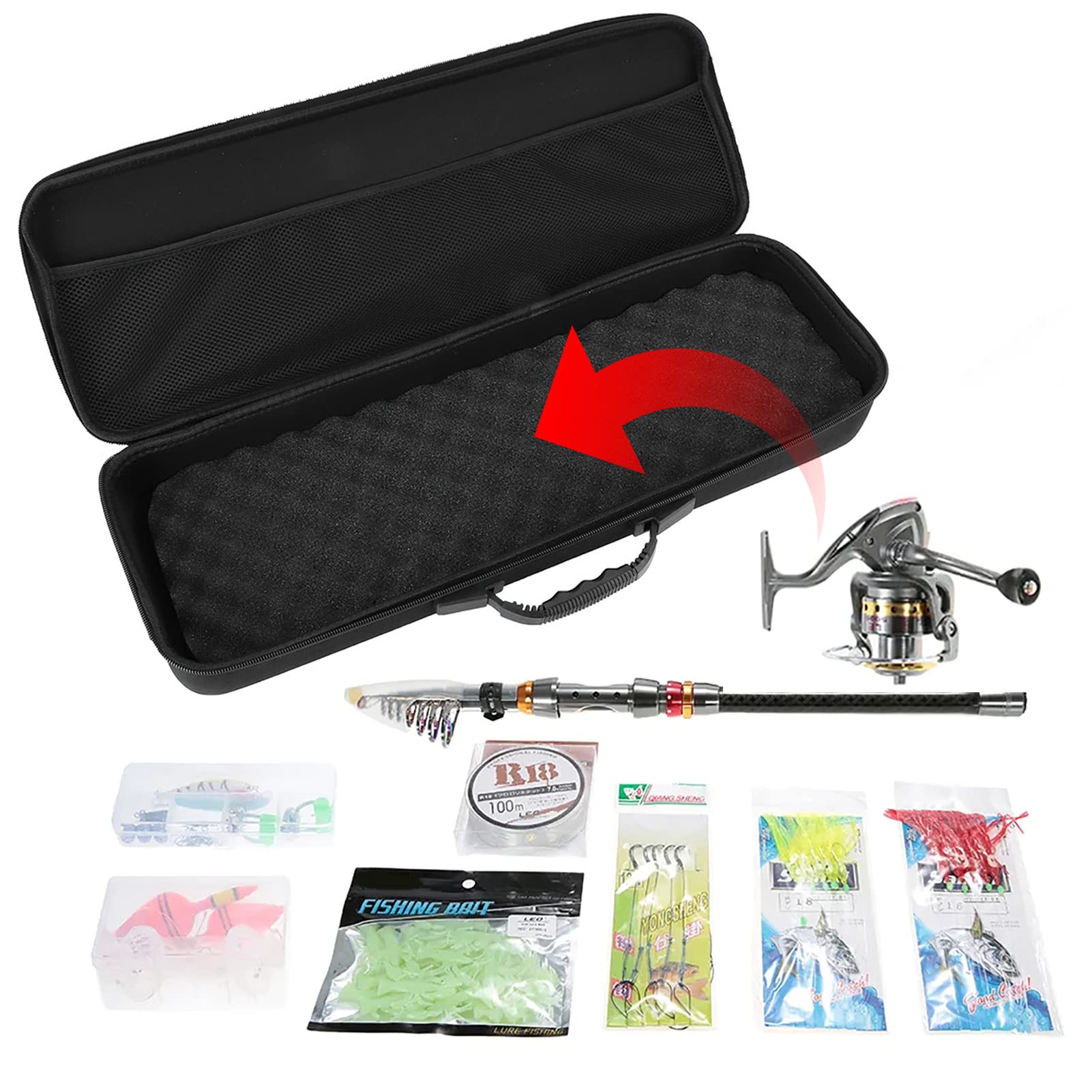 EVTSCAN Portable Waterproof Hard EVA Case for Fishing Tackle Storage ...