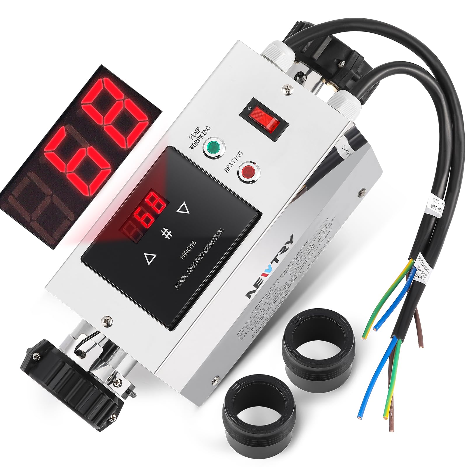 Amazon.com : NEWTRY Pool Heater Thermostat, 220V 3KW Hot Tub Spa ...