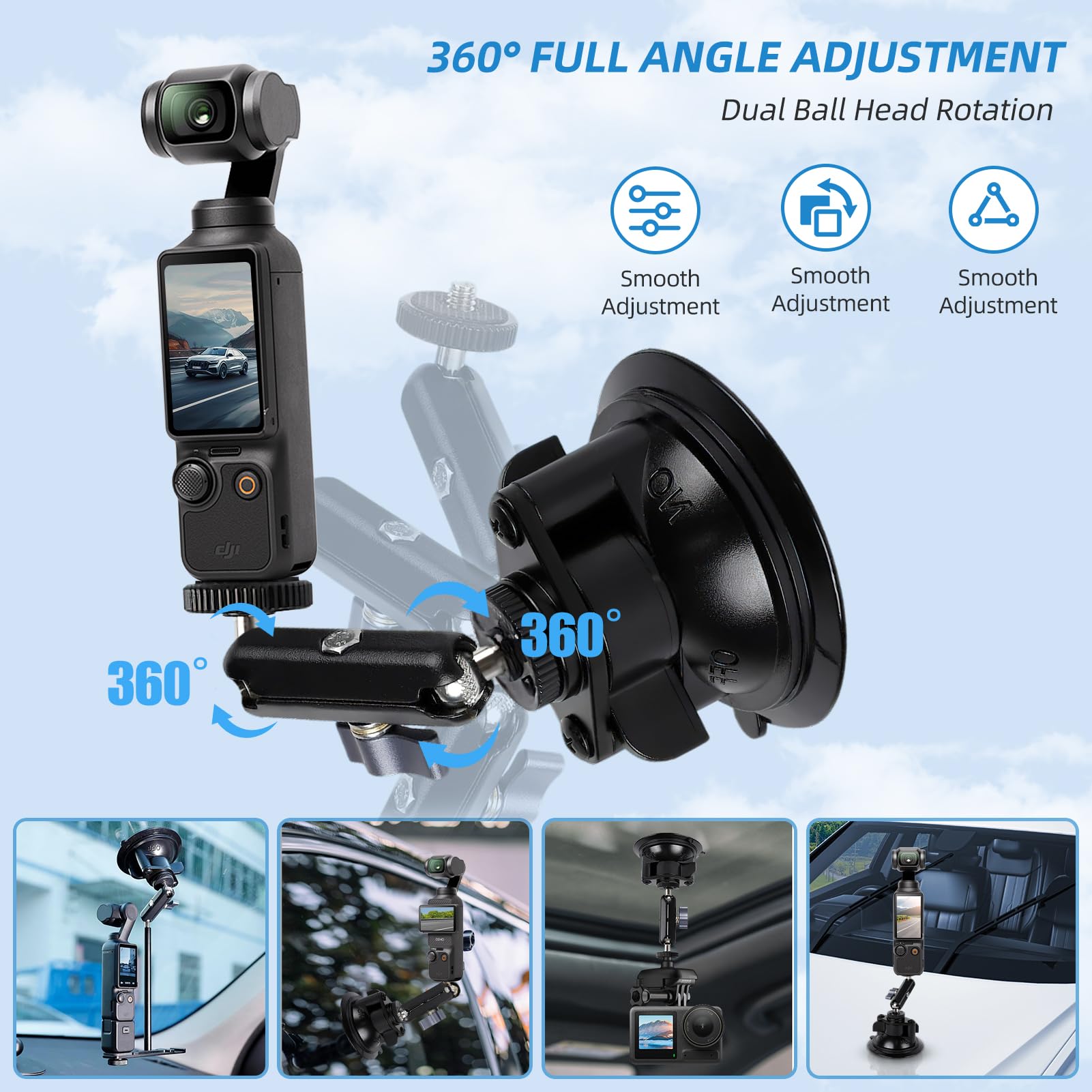 Car Camera Mount Universal 85mm Suction Cup Mount For Action Cameras ...