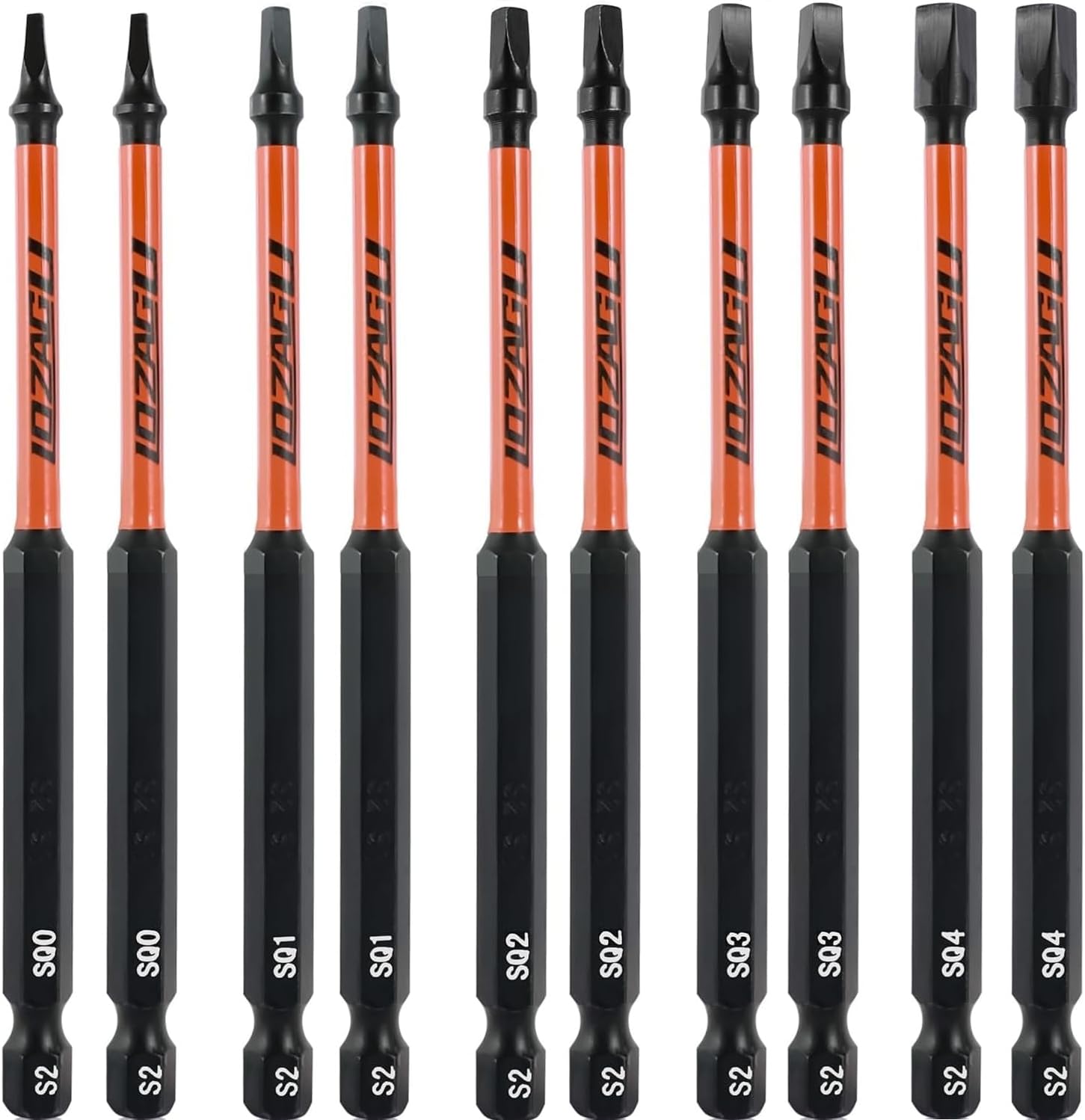 LOZAGU 10Pcs Square Drive Bits Set, 6” Long Premium S2 Alloy Steel ...