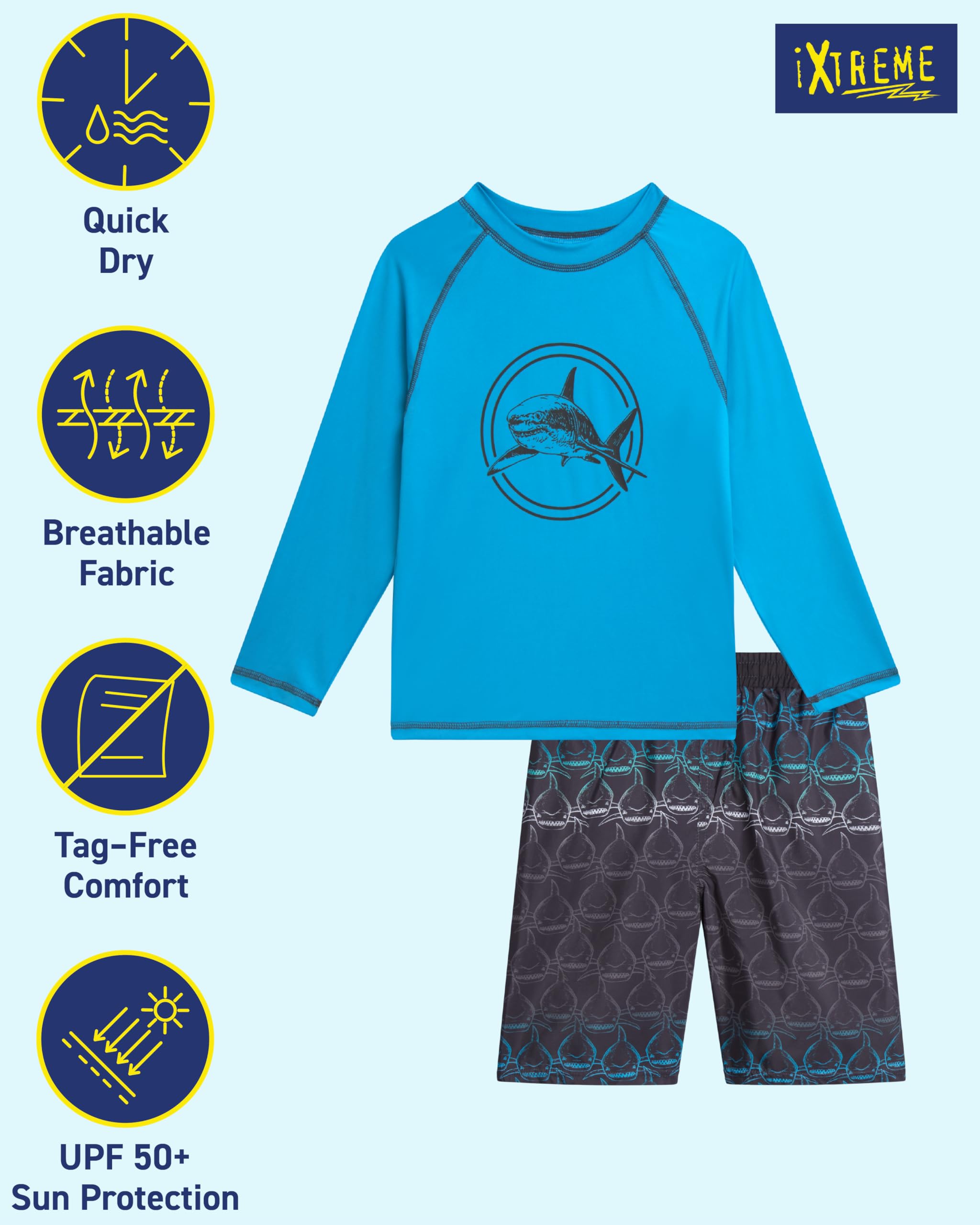 Snapklik.com : iXtreme Boys Rash Guard Set - 2 Piece UPF 50+ Quick Dry ...