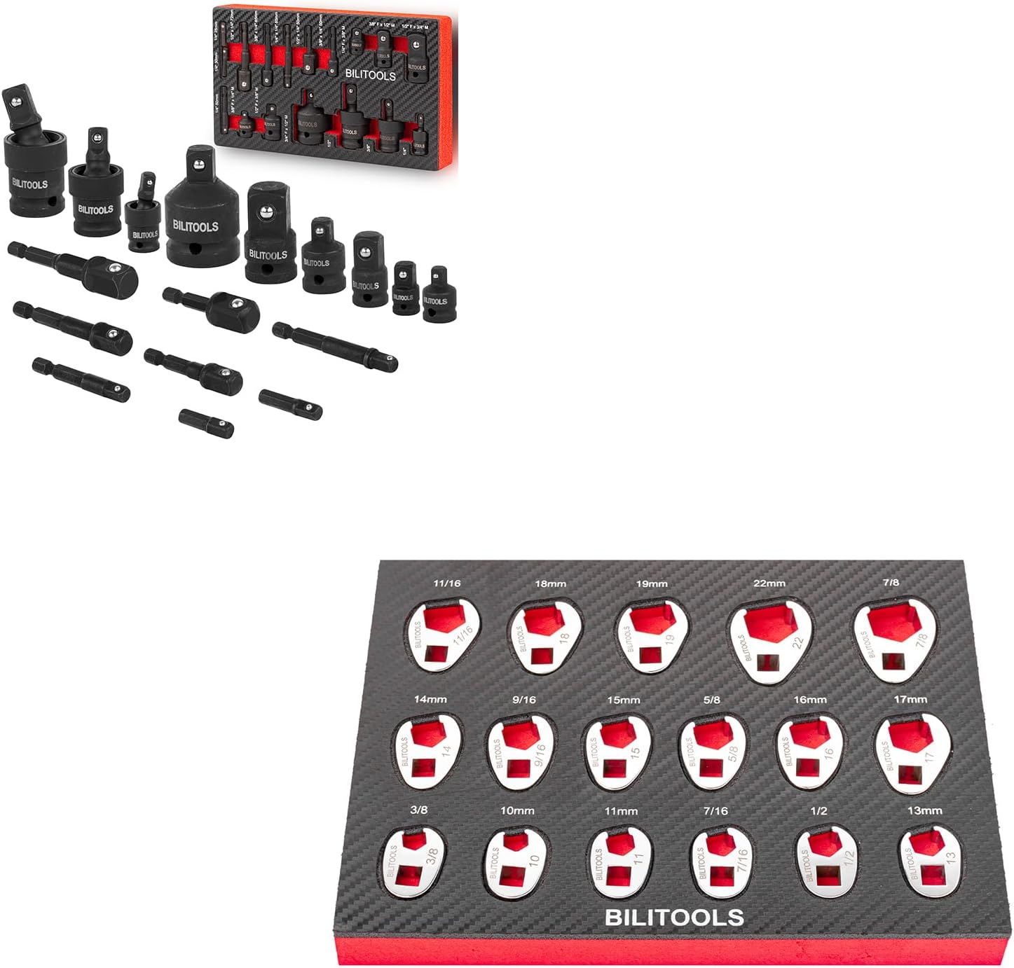 BILITOOLS Socket Adapter Set 17 Piece includes Reducer, Universal Joint ...
