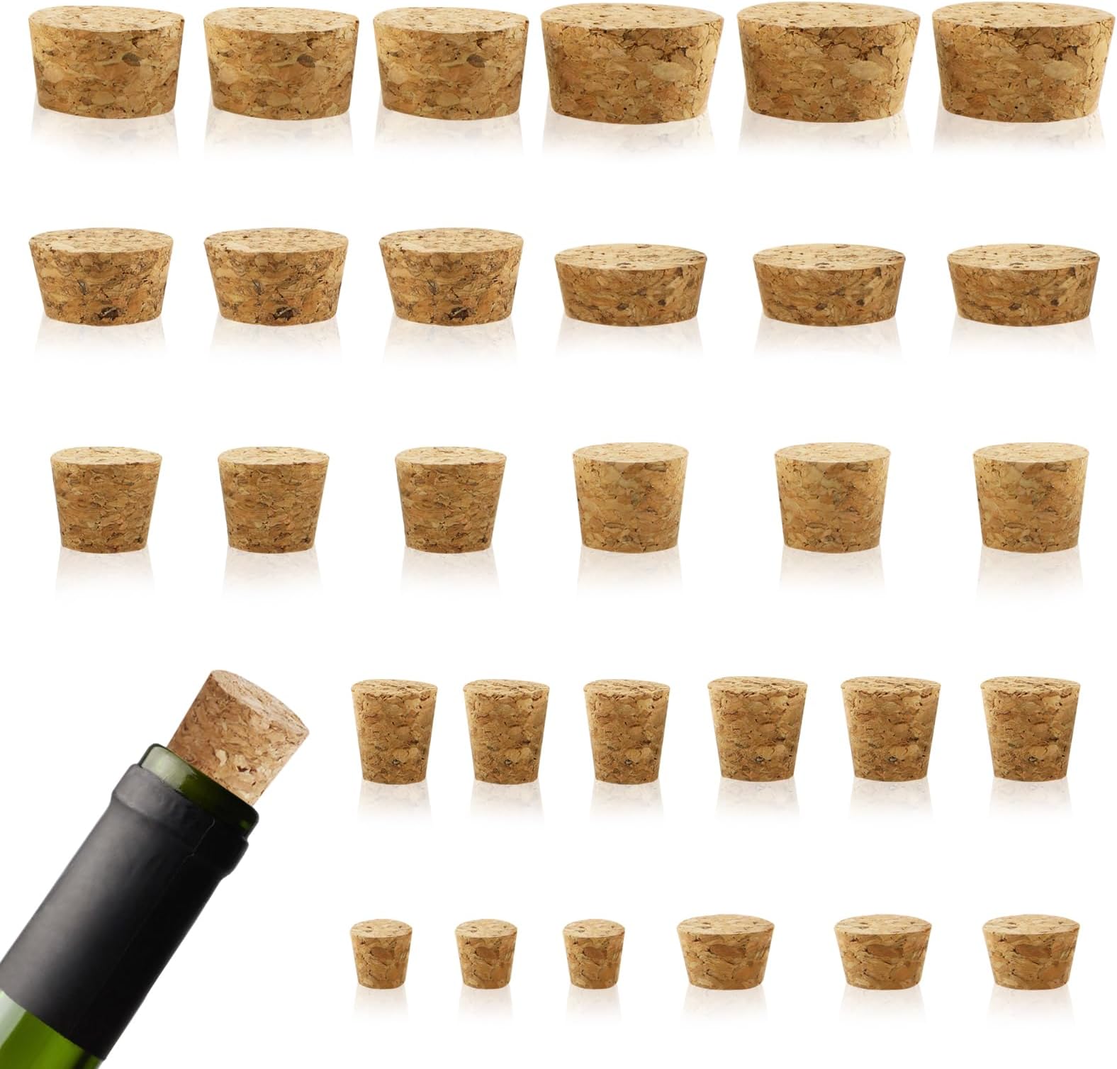 Amazon.com: 30 Pcs Natural Soft Wood Corks, 10 Sizes Tapered Cork Plugs ...