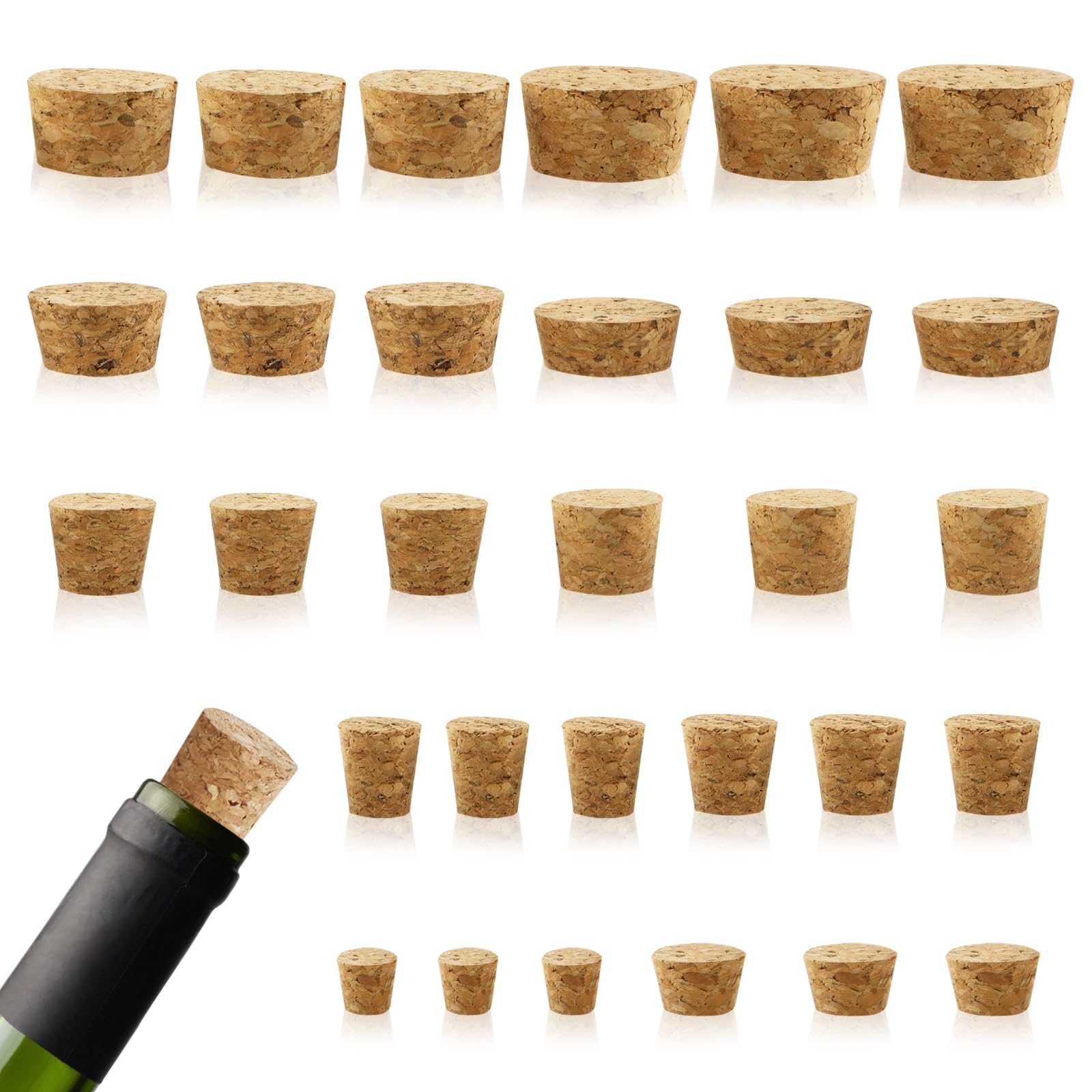 Amazon.com: 30 Pcs Natural Soft Wood Corks, 10 Sizes Tapered Cork Plugs ...