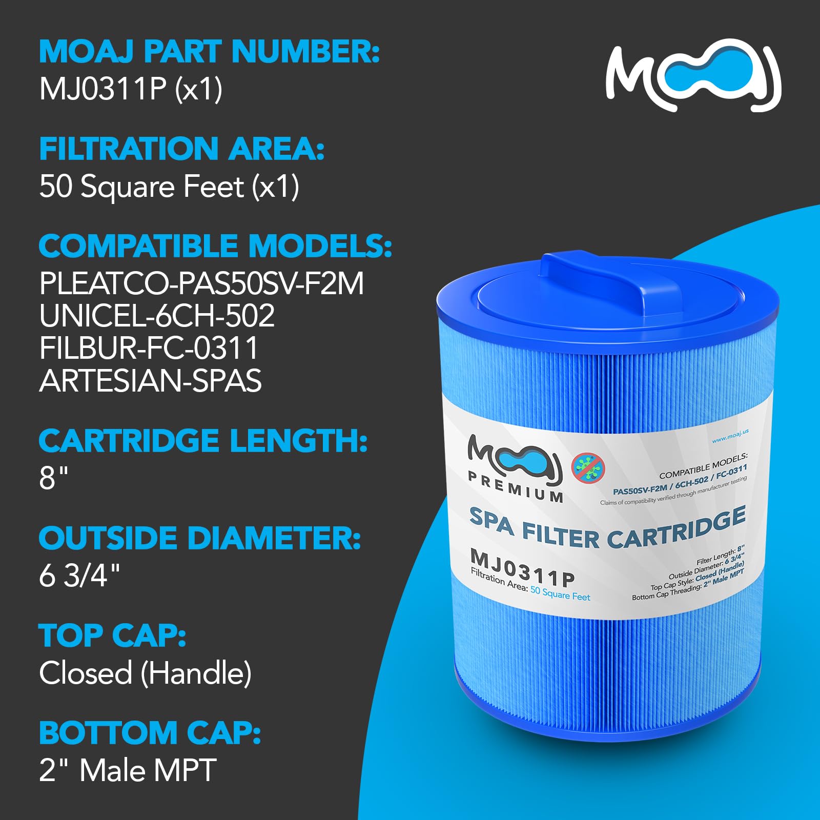 Snapklik.com : Premium Spa Filter Replaces PAS50SV-F2M, Artesian Spas ...
