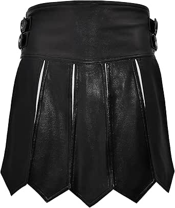 Amazon.com: Mayerilby Men's Gladiator Costume Skirt PU Leather ...