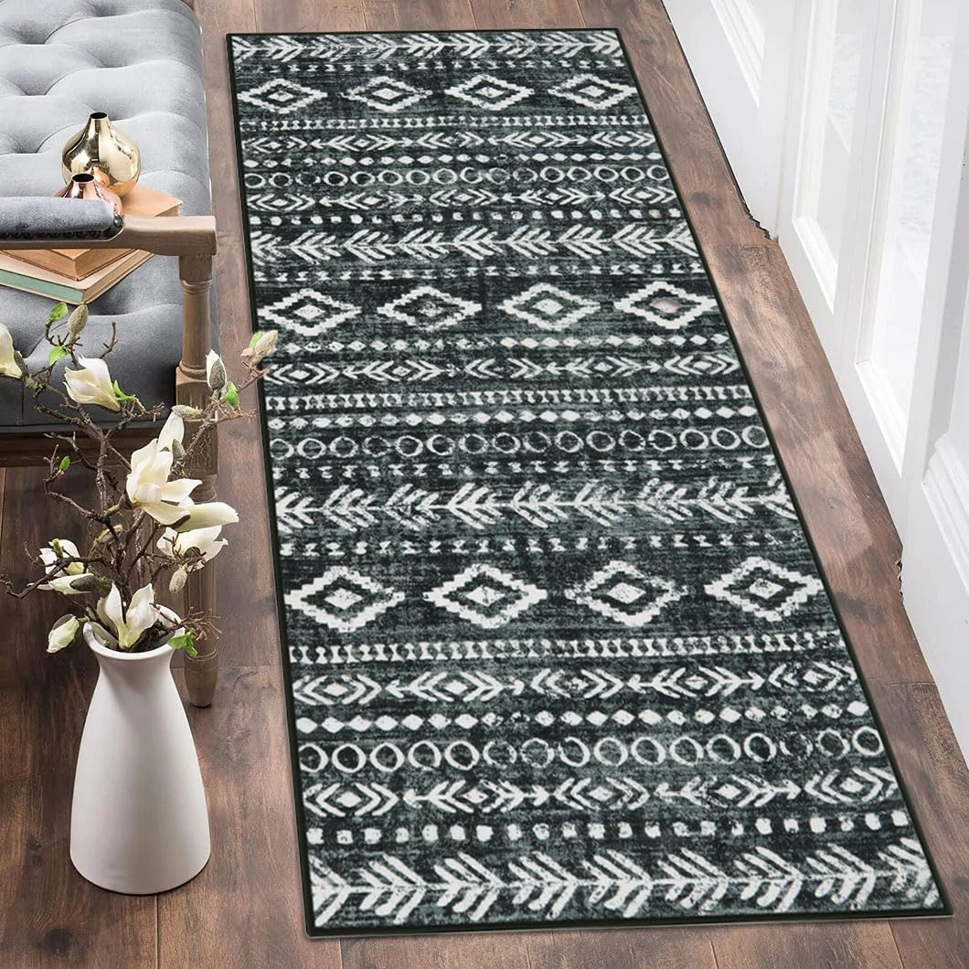 Amazon.com: Lahome Boho Moroccan Runner Rug,Washable Black White 2x5 ...
