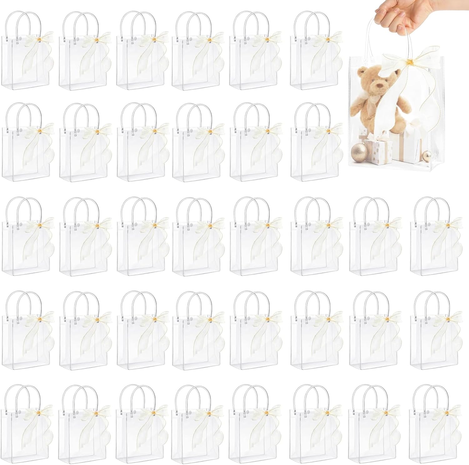 Amazon.com: SHANDERBAR 60 Pcs Clear Gift Bags with Handles, Reusable ...