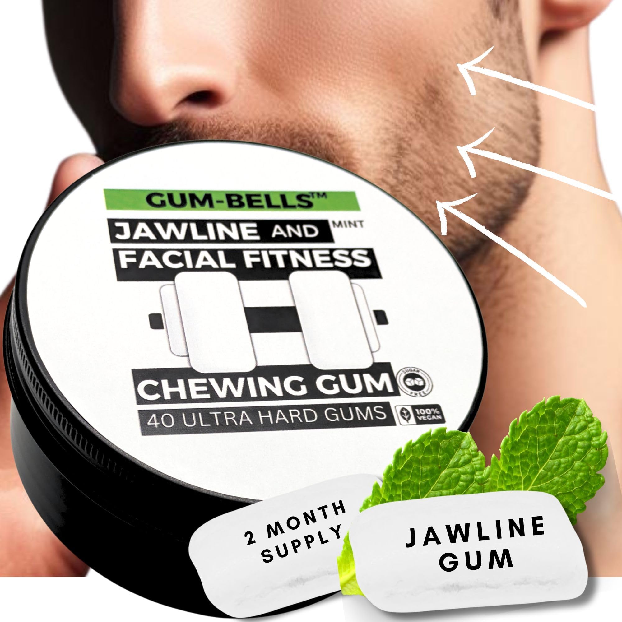Amazon.com : Gumbells™ 12XHard Jawline & facial fitness xylitol chewing gum (2MONTH-PACK ...