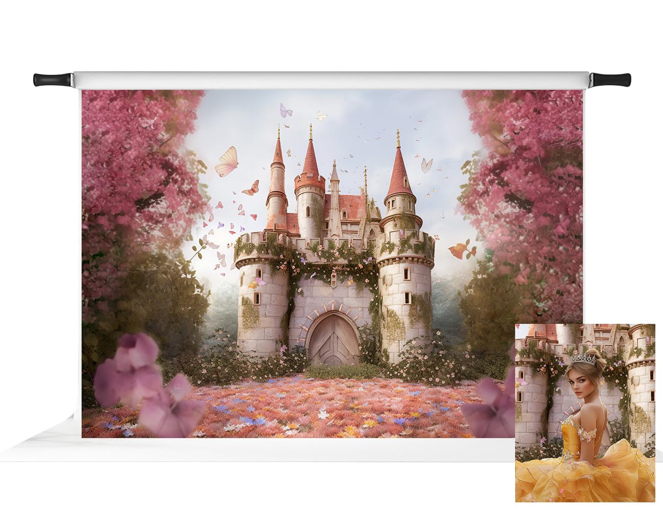 Amazon.com : Kate 7x5ft Pink Castle Backdrop for Photography Floral ...