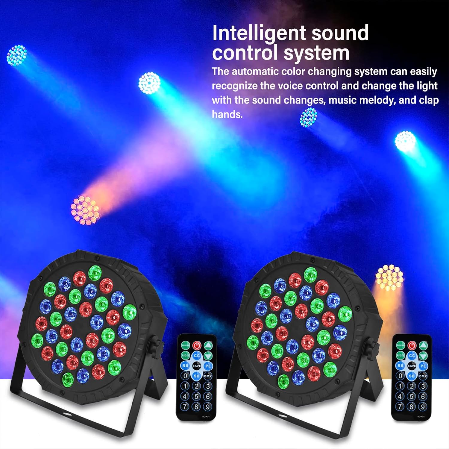 Luces de fiesta Paquete de 4 luces de escenario de 36 luces LED par luz ...