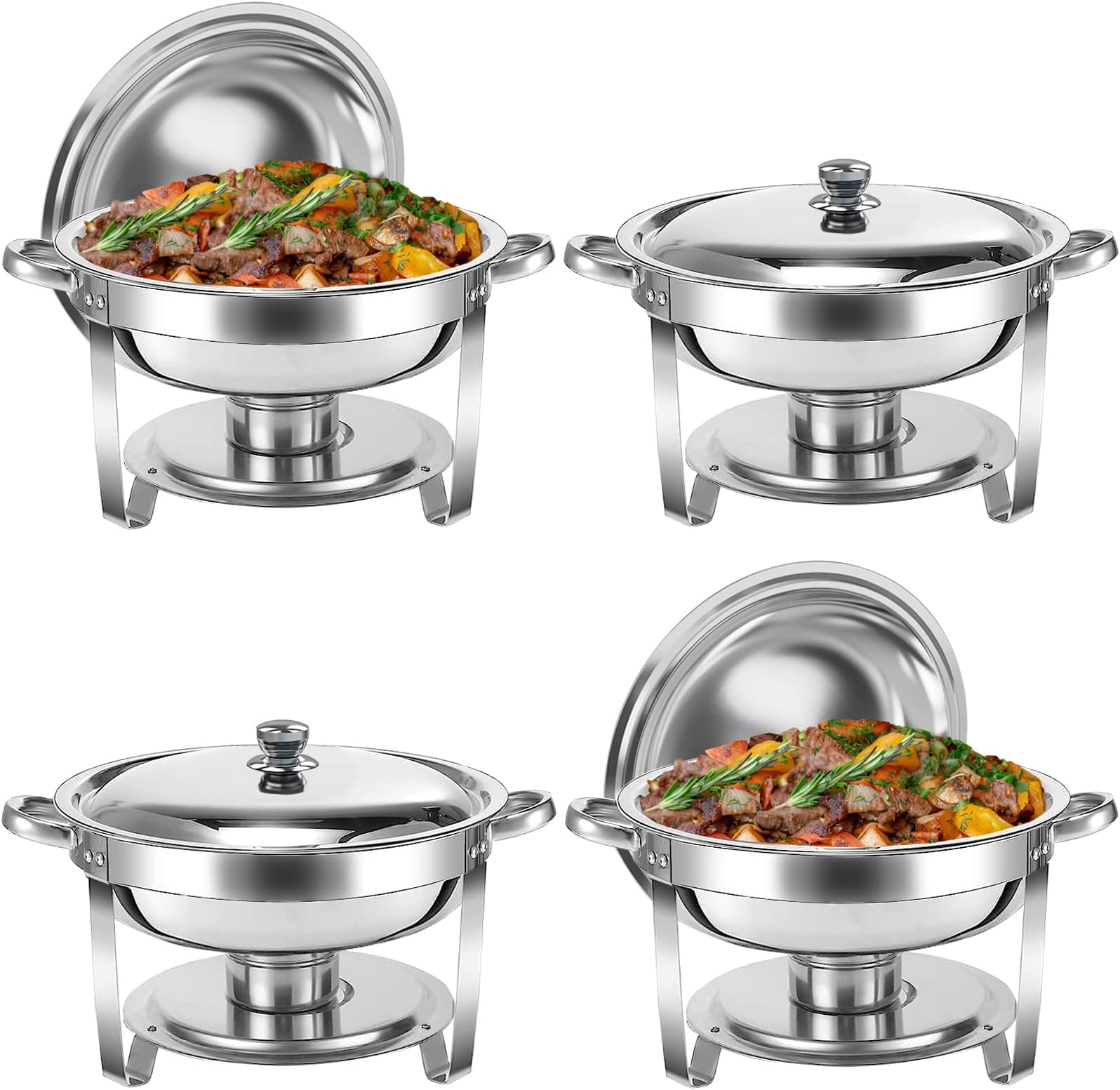 Amazon.com: Chafing Dish Buffet Set 4 Pack,Stainless Steel Round Buffet ...