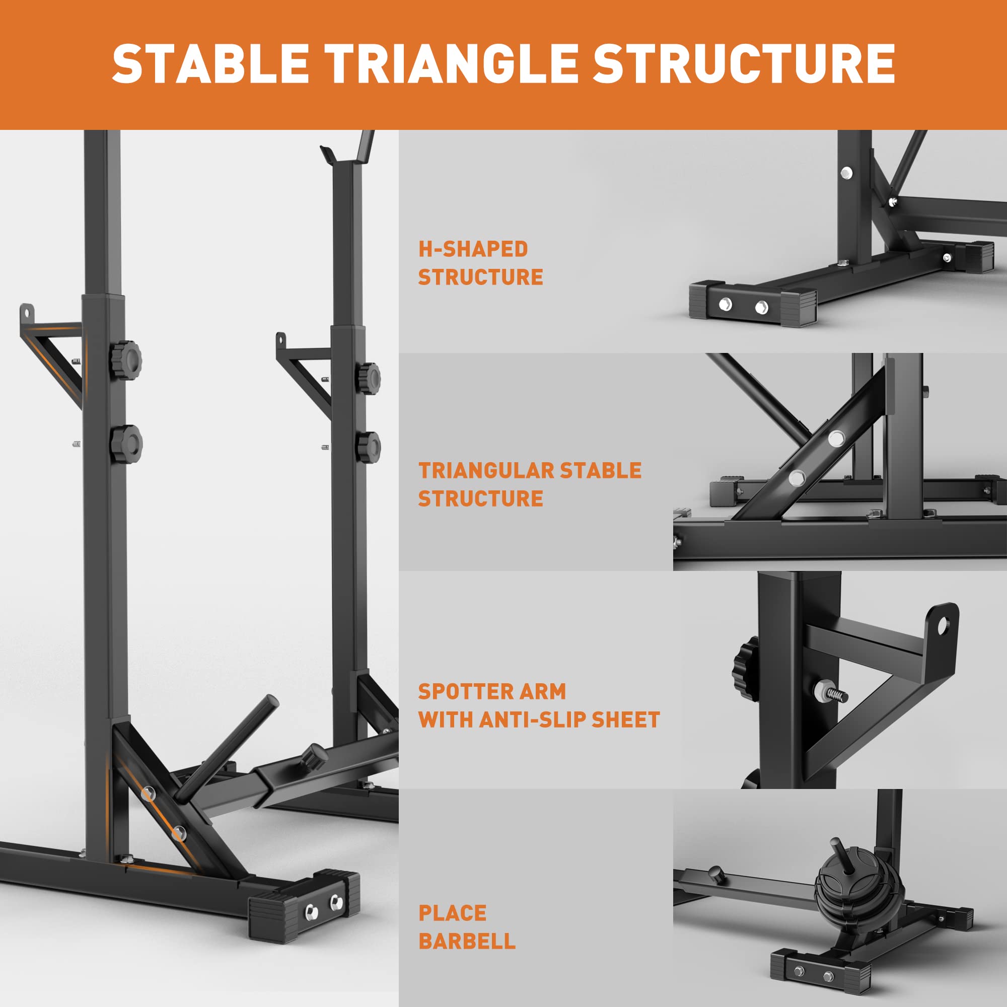 Snapklik.com : Squat Rack Stand Adjustable Bench Press Rack Barbell ...