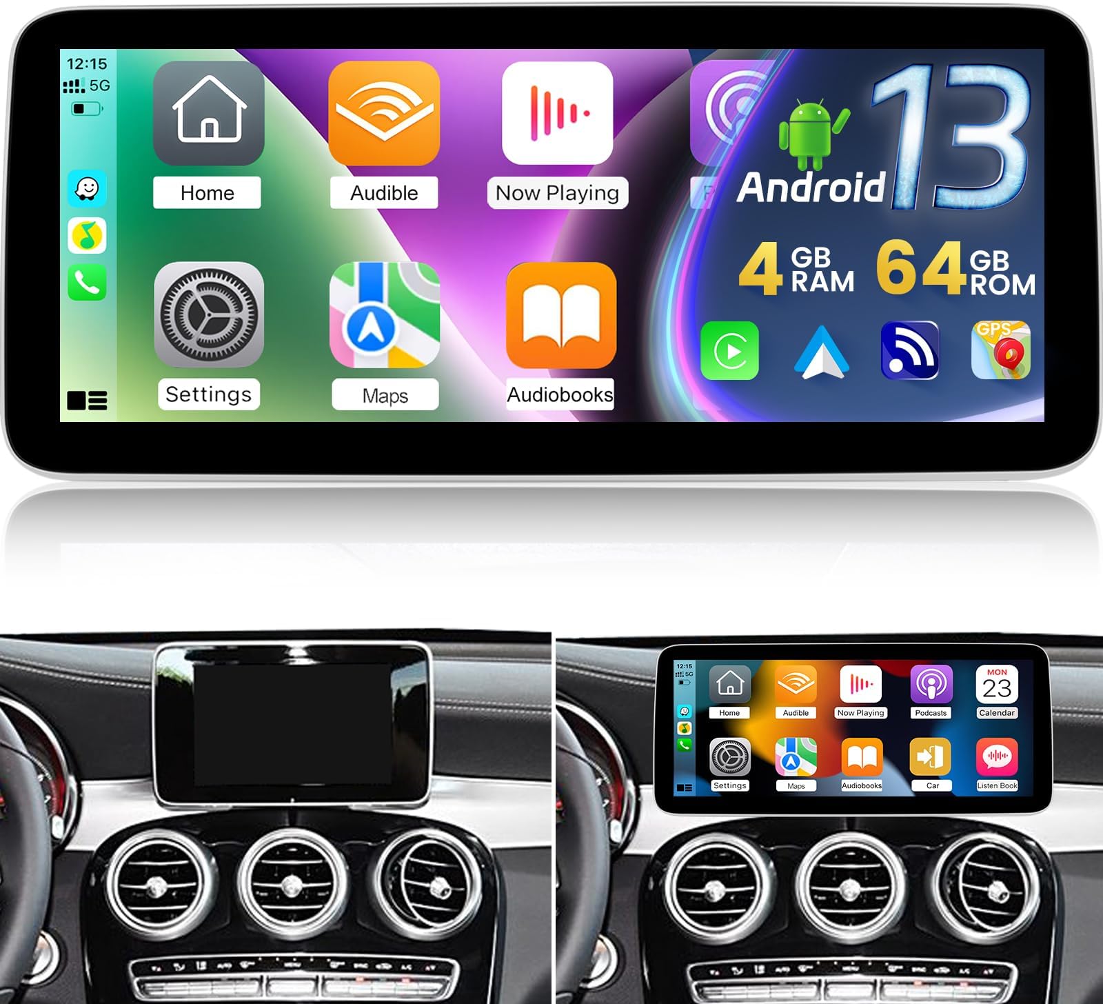Amazon.com: EKAT 12.3 Inch Android Car Stereo for Mercedes Benz C GLC ...